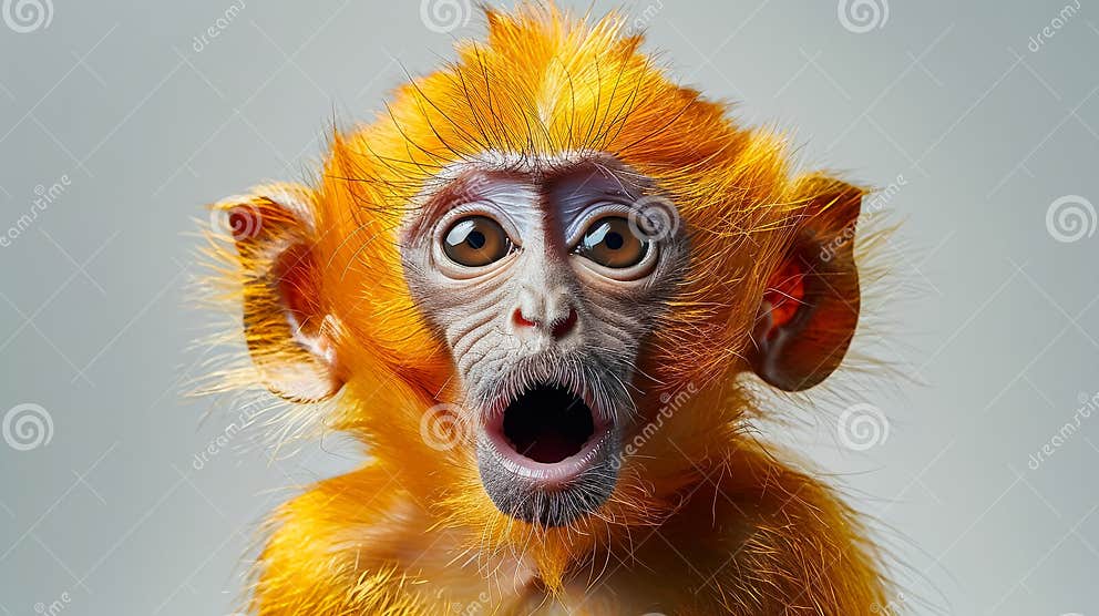 A Baby Monkey with a Surprised Expression on Its Face Stock Photo ...
