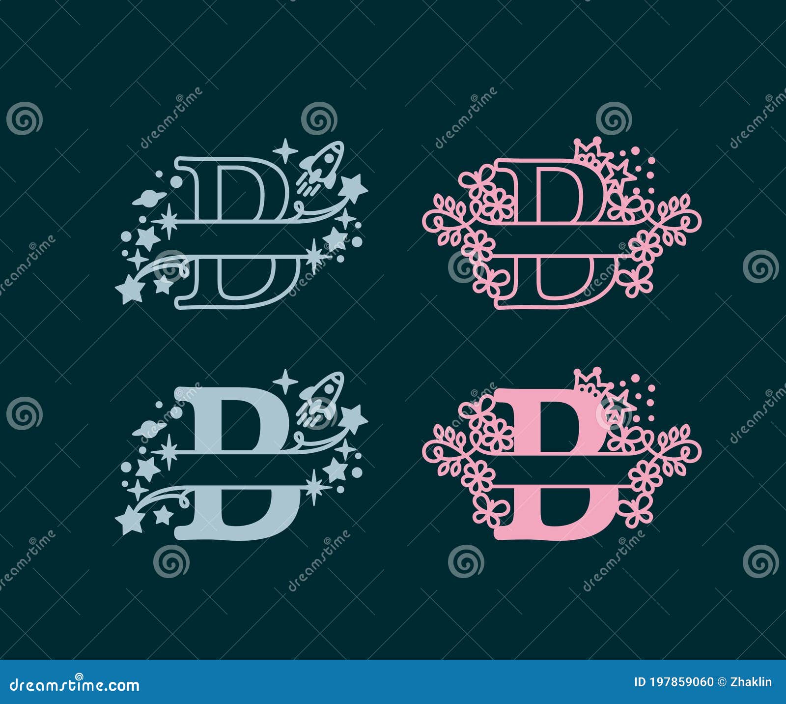 Alphabet Split Monograms, Split Letter Monogram, Alphabet Frame Font ...