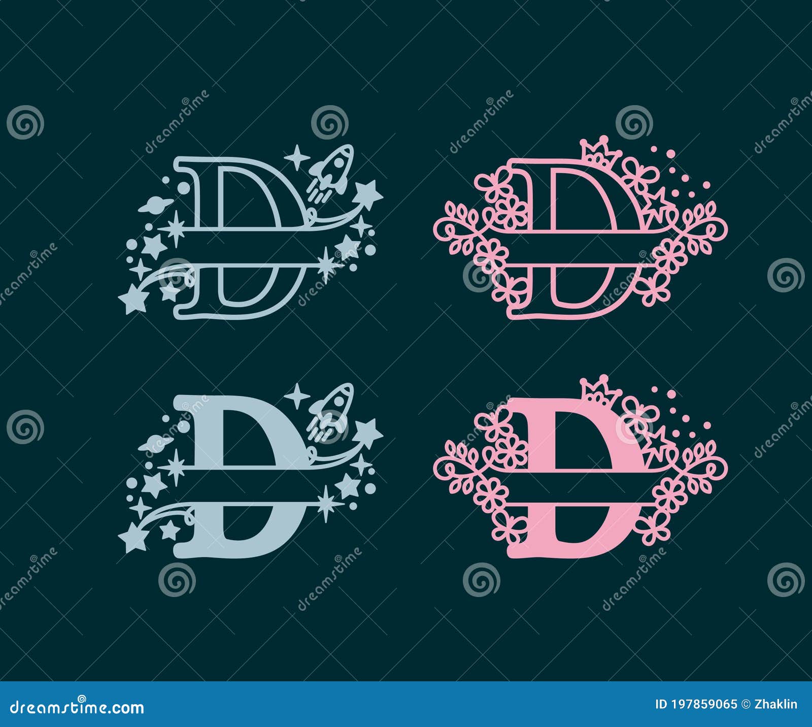 Alphabet Split Monograms. Baby Name Monogram. Split Letter Monogram ...