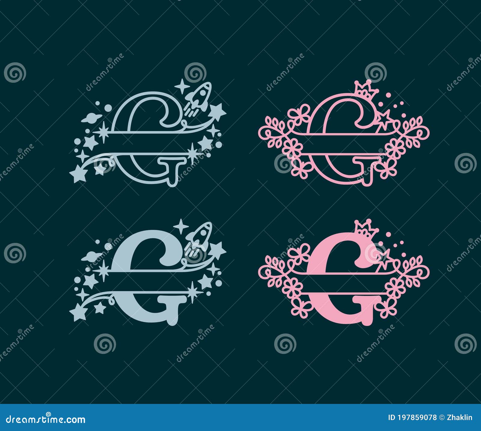 Alphabet Split Monograms. Baby Name Monogram. Split Letter Monogram ...