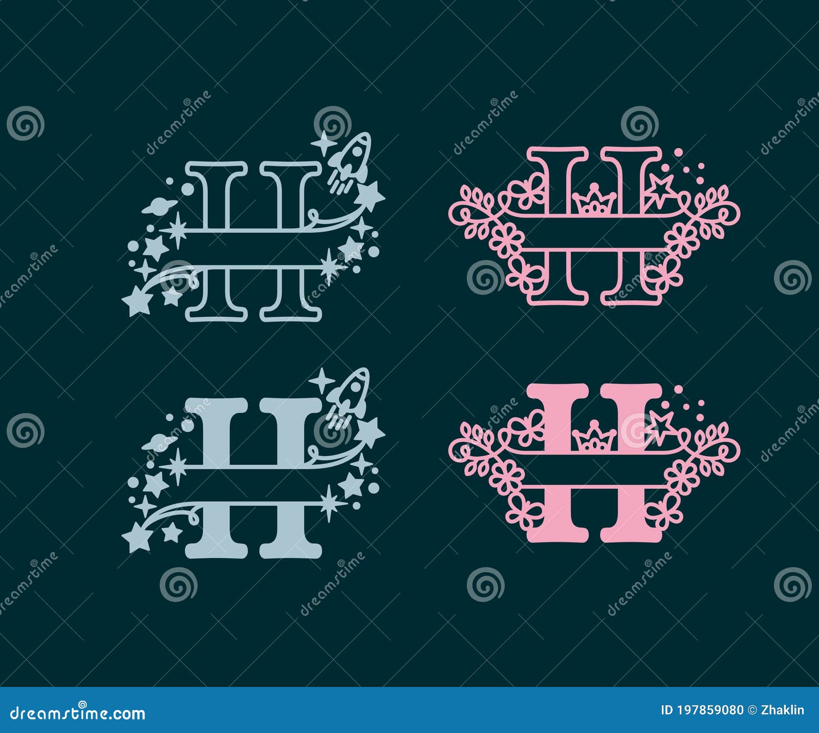 Alphabet Split Monograms, Split Letter Monogram, Alphabet Frame Font ...