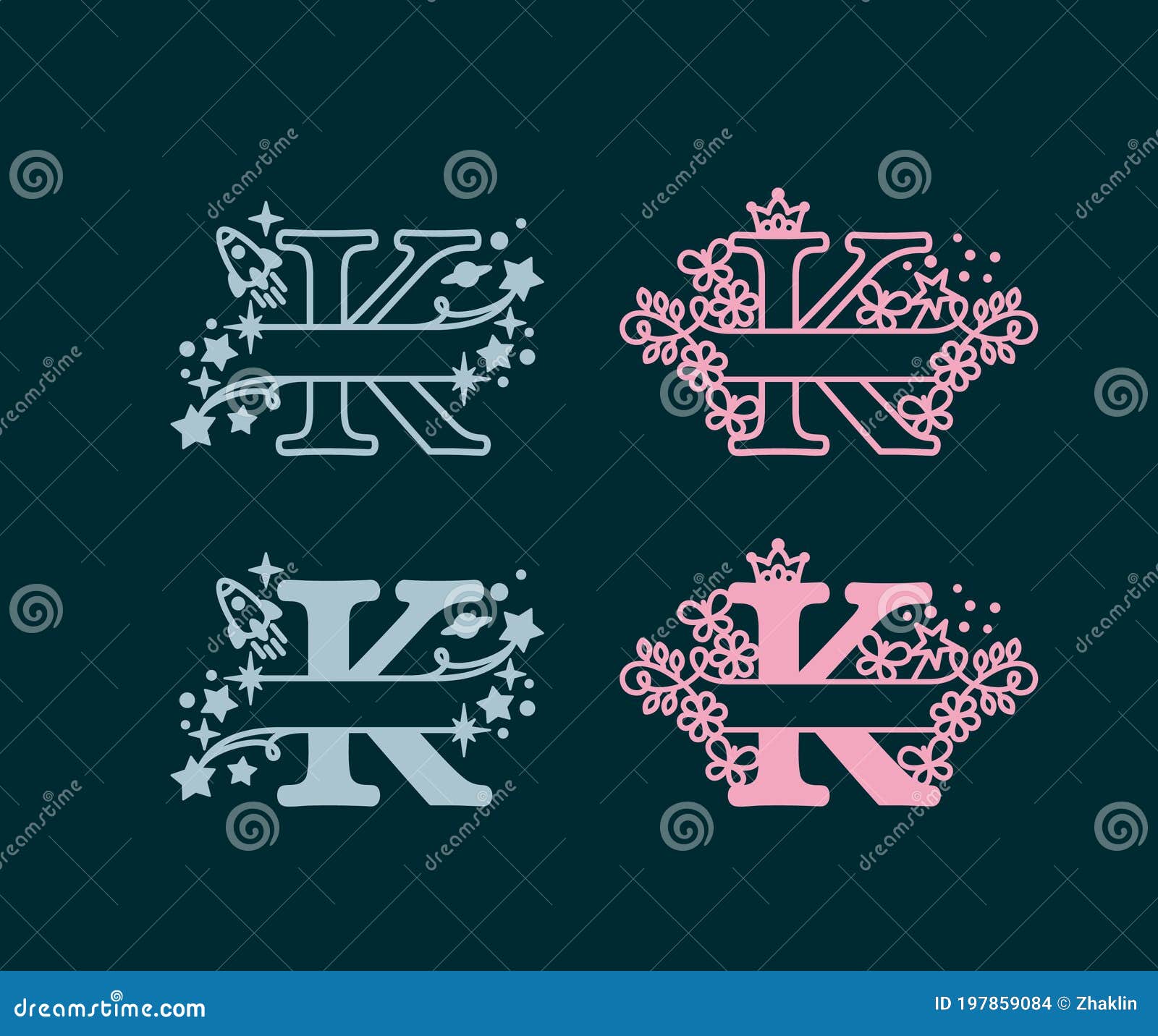 Alphabet Split Monograms. Baby Name Monogram. Split Letter Monogram ...