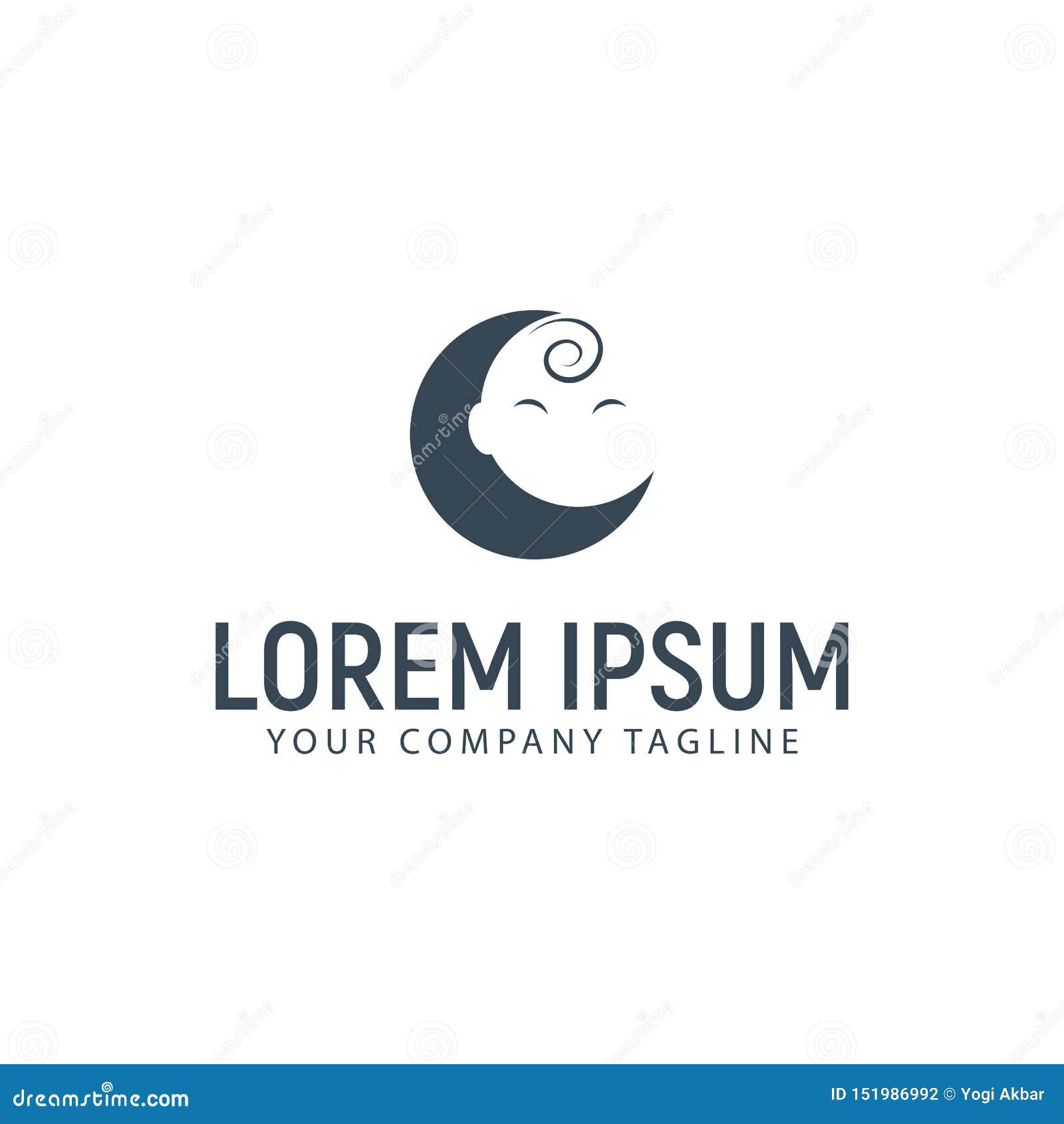 Baby Moon Logo Design Concept Template Stock Vector - Illustration of ...