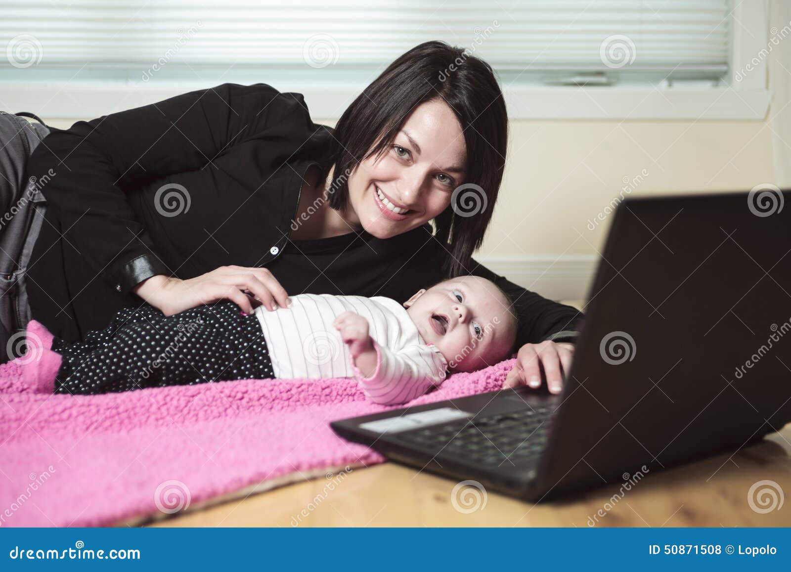 Baby mother computer stock photo. Image of togetherness - 50871508