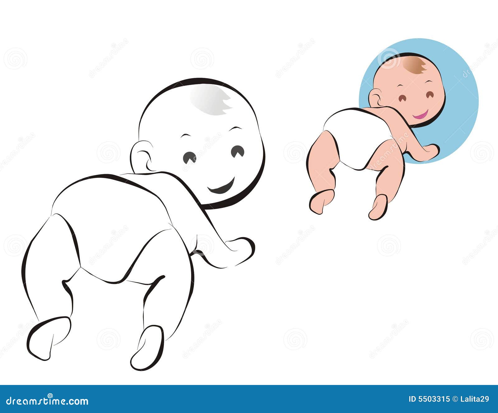 Baby in nappy stock illustration. Illustration of napppy - 5503315