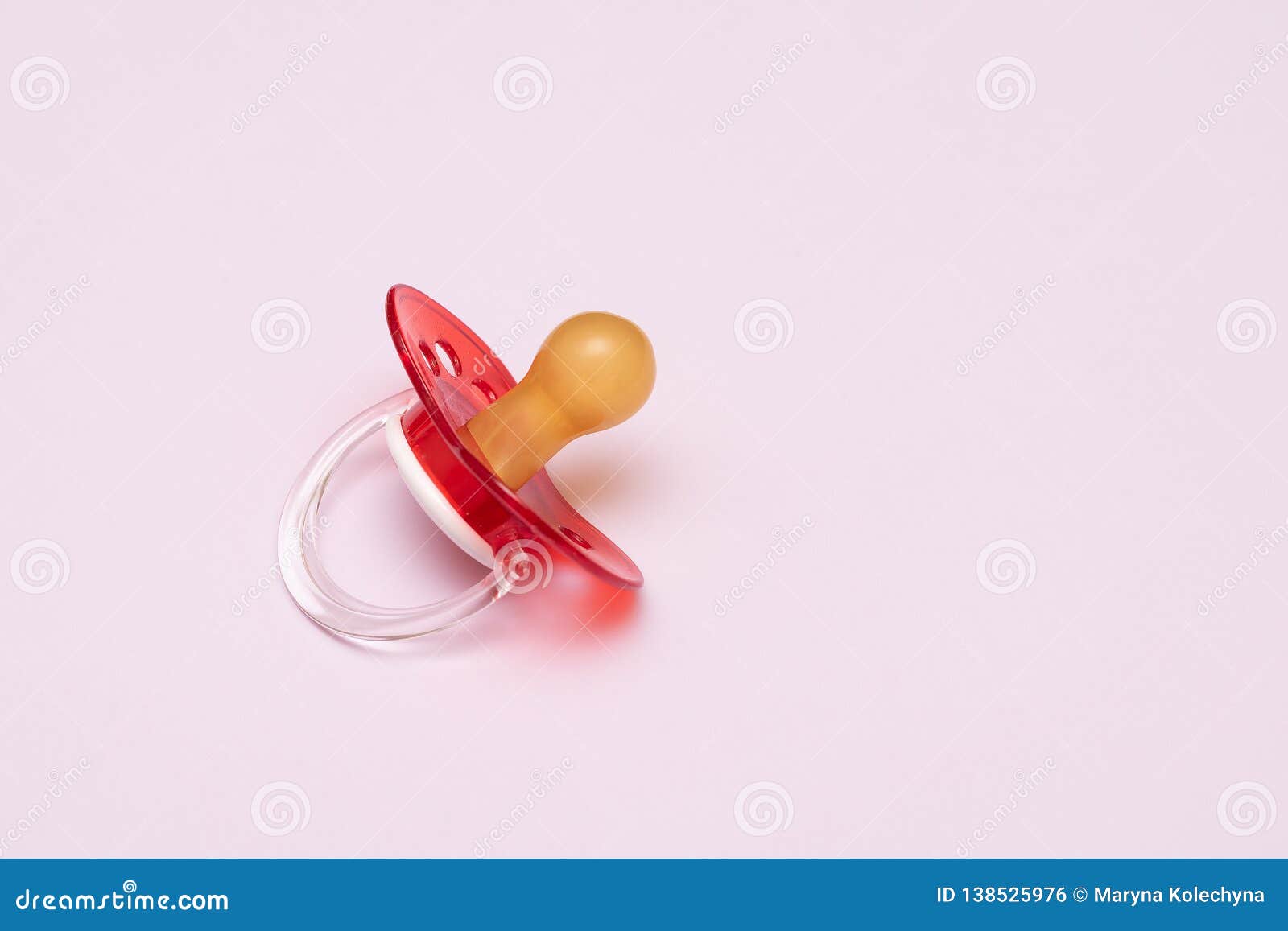 Baby New Red Pacifier on Pink Background Stock Photo - Image of ...