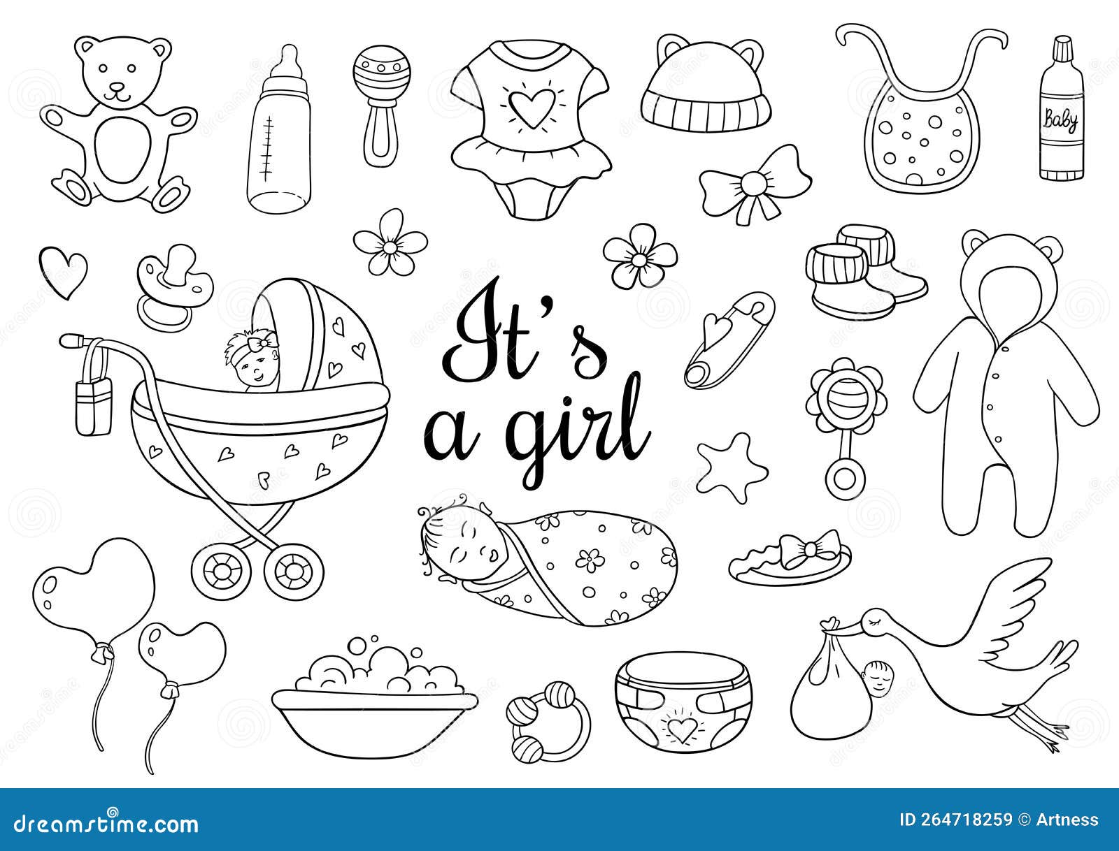Baby and Newborn Doodle Design Elements Stock Vector - Illustration of ...