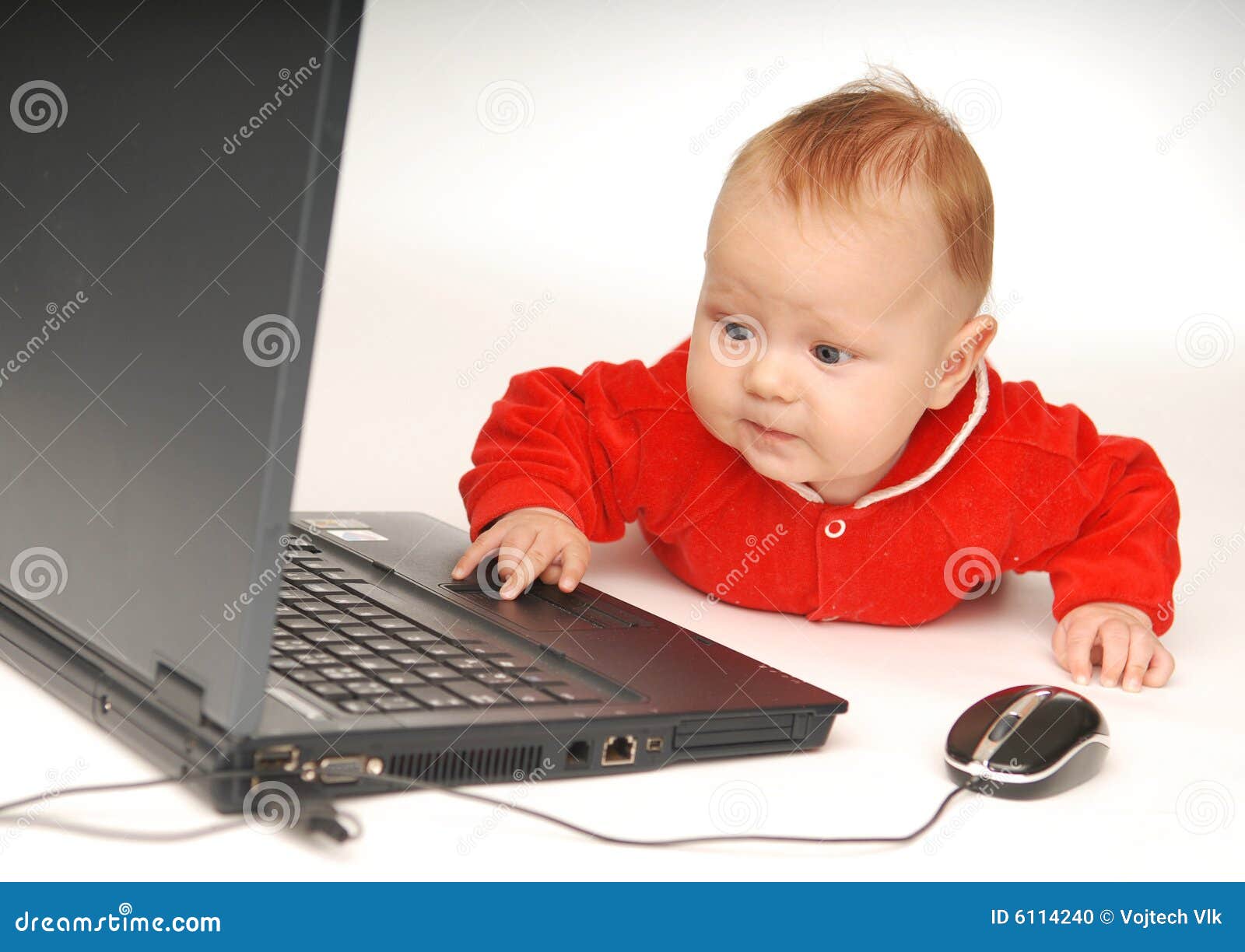 Baby and notebook stock photo. Image of inspecting, baby - 6114240