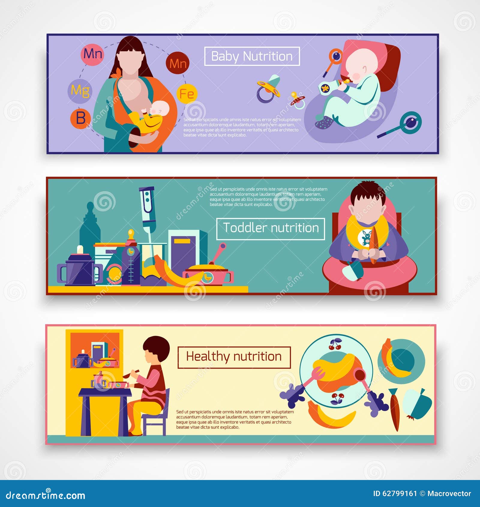 Baby Nutrition Banner Set stock vector. Illustration of equipment ...