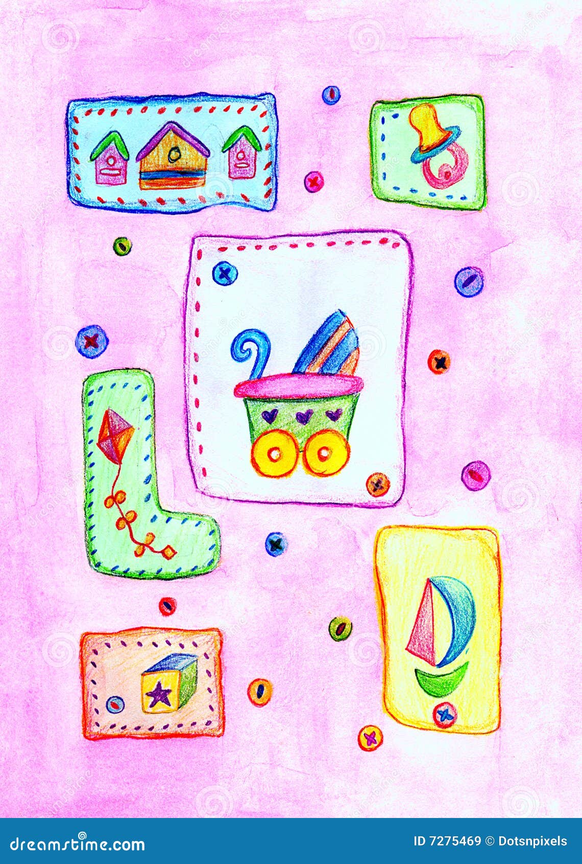 Baby objects stock illustration. Illustration of illustrations - 7275469