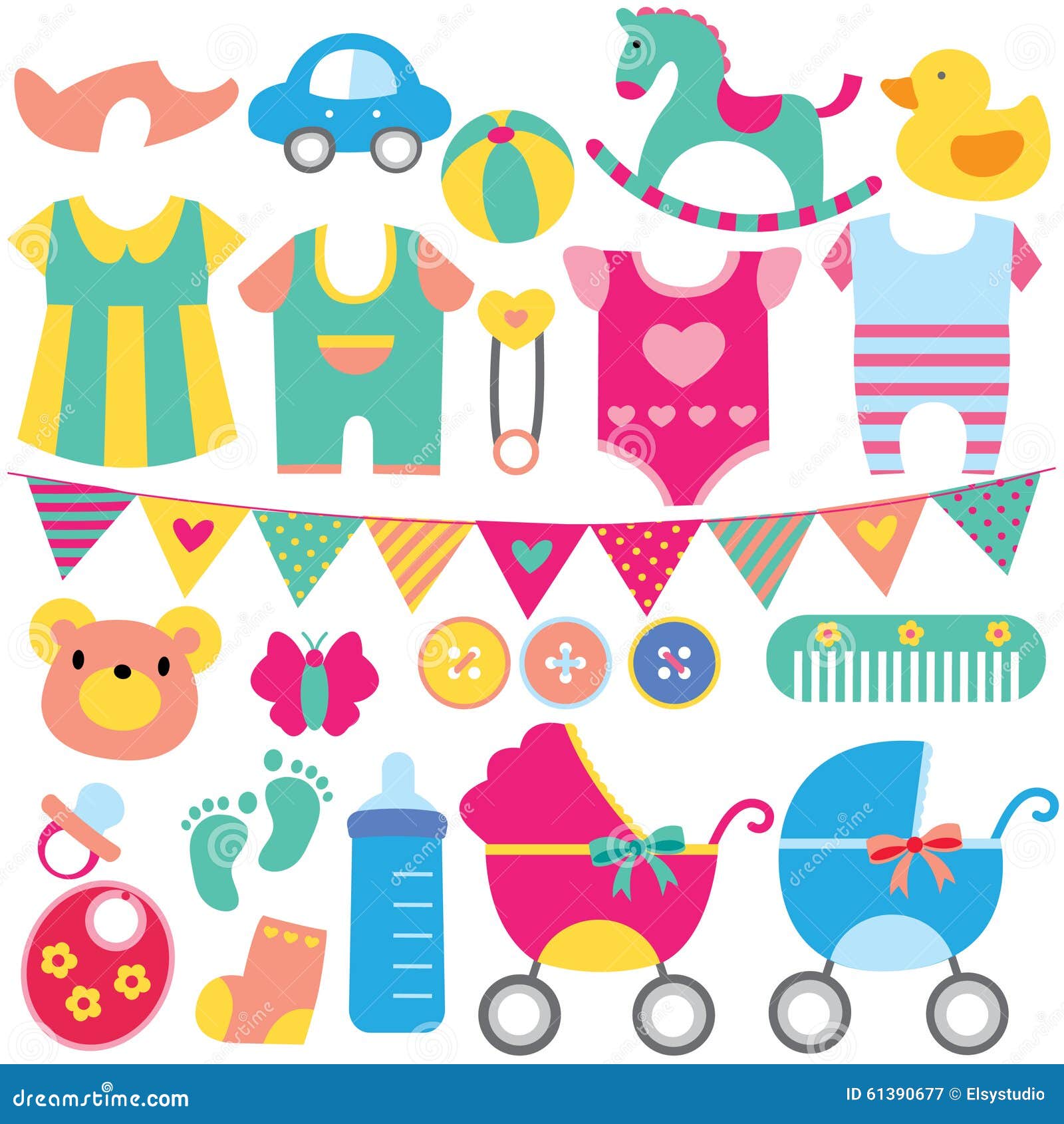 Baby objects clip art set stock illustration. Illustration of girl ...