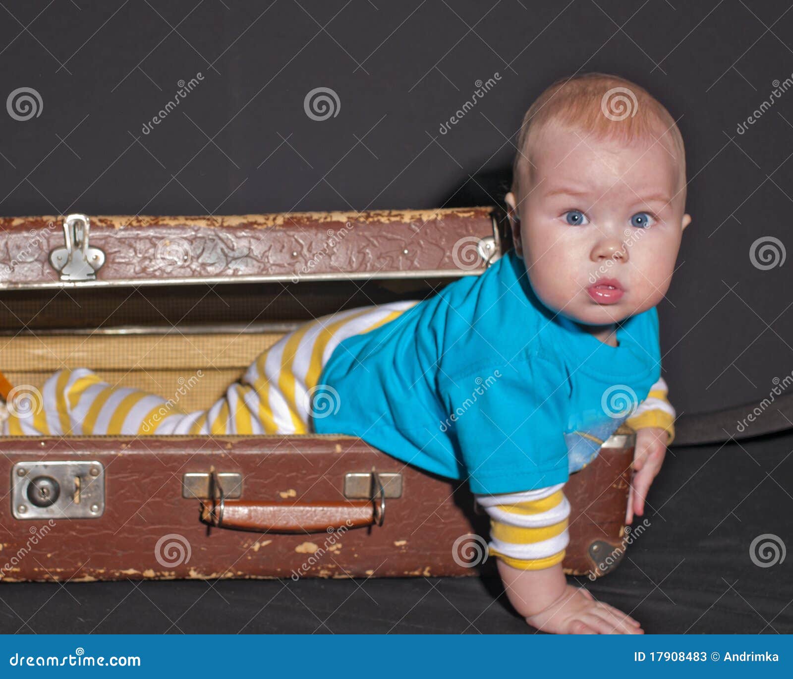 Baby of the old suitcase stock image. Image of person - 17908483