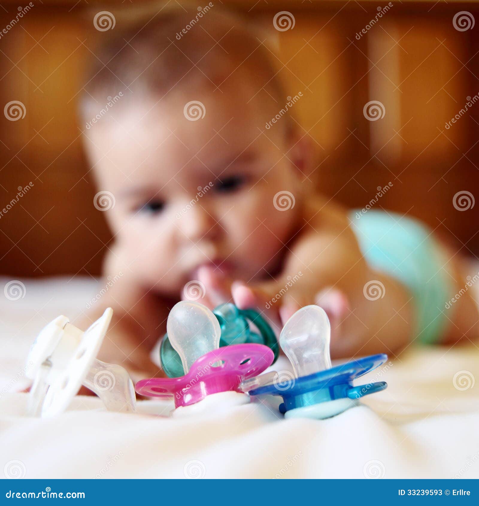 Baby and pacifier stock image. Image of child, blanket - 33239593