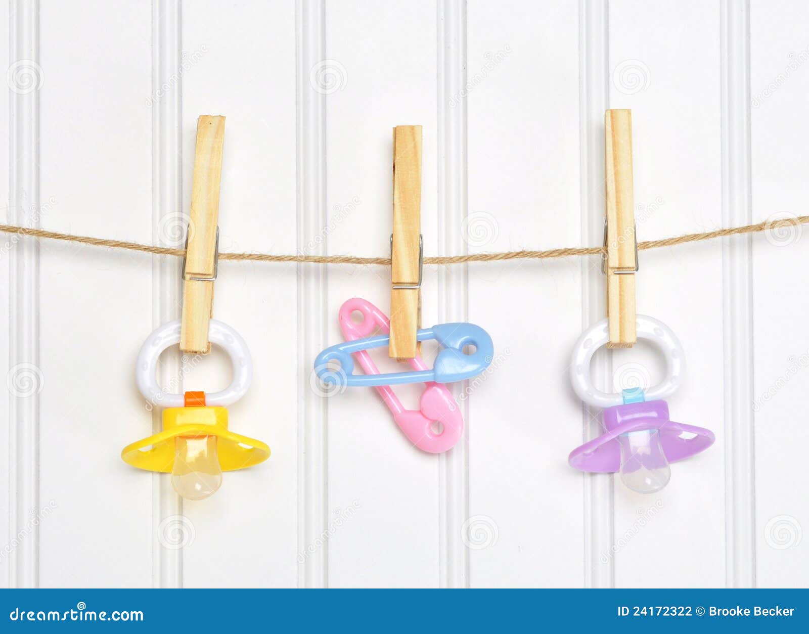 Baby Pacifier Binky Pink on a Clothesline Stock Photo - Image of safety ...