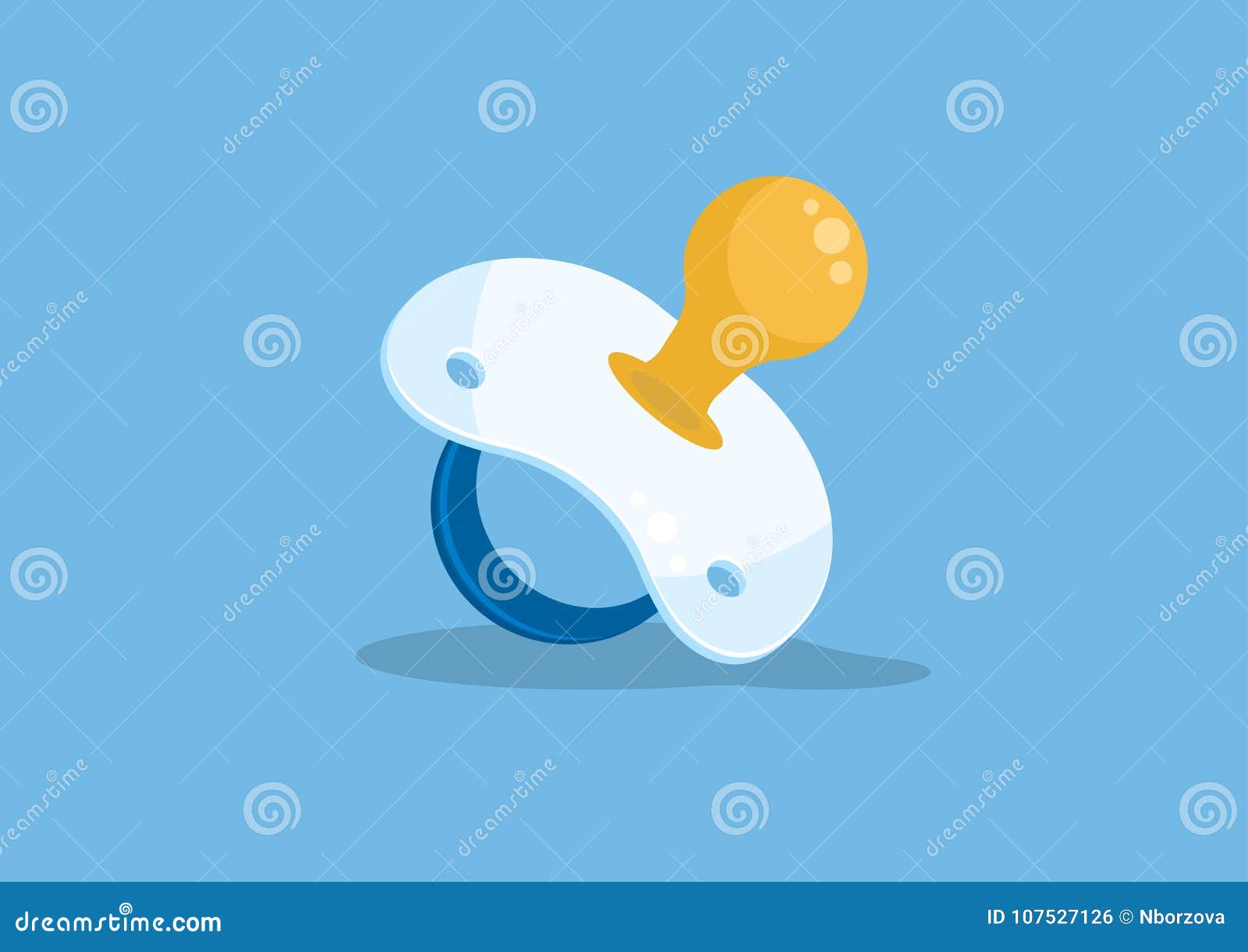 Baby Pacifier on Blue Background. Stock Vector - Illustration of object ...