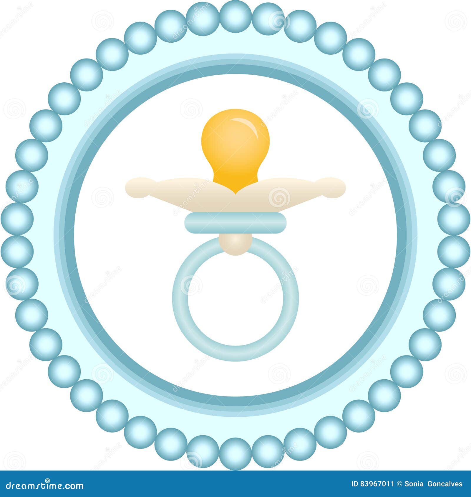 Baby Pacifier Blue Round Label Stock Vector - Illustration of birth ...