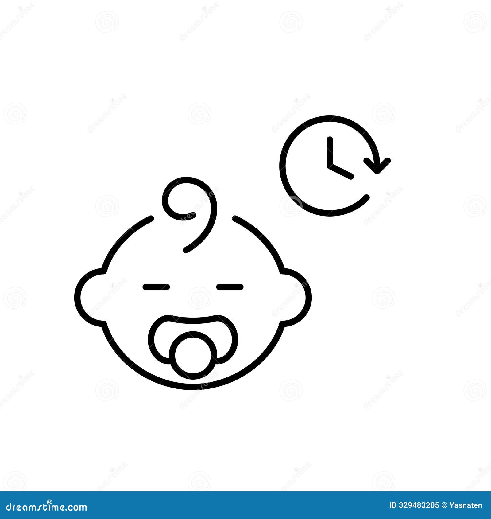 Baby with Pacifier and Clock. Infant daily Regimen. Pixel Perfect ...