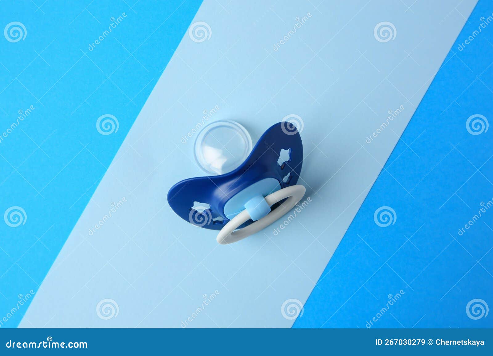 Baby Pacifier on Color Background, Top View Stock Image - Image of ...