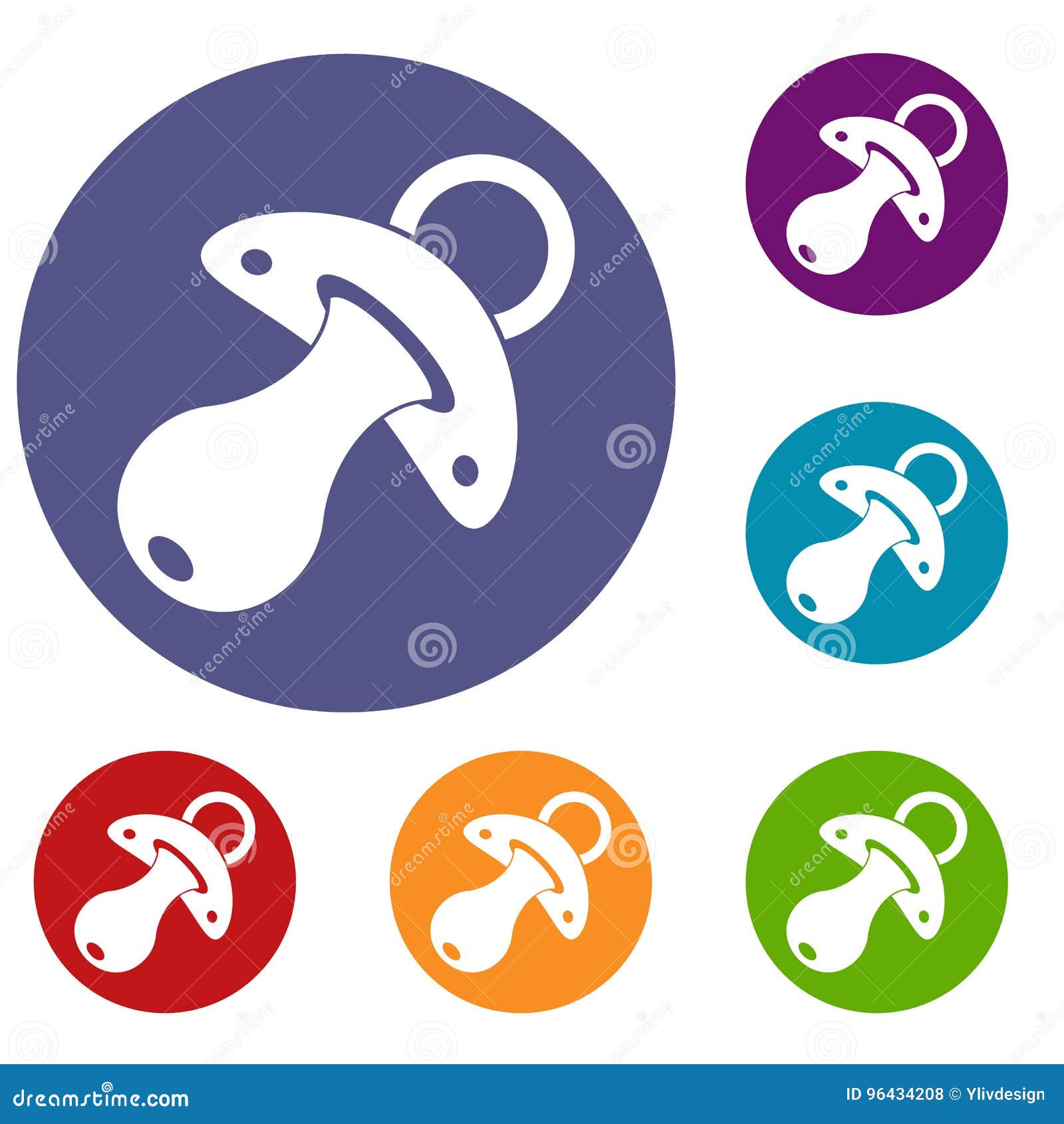 Baby pacifier icons set stock vector. Illustration of green - 96434208