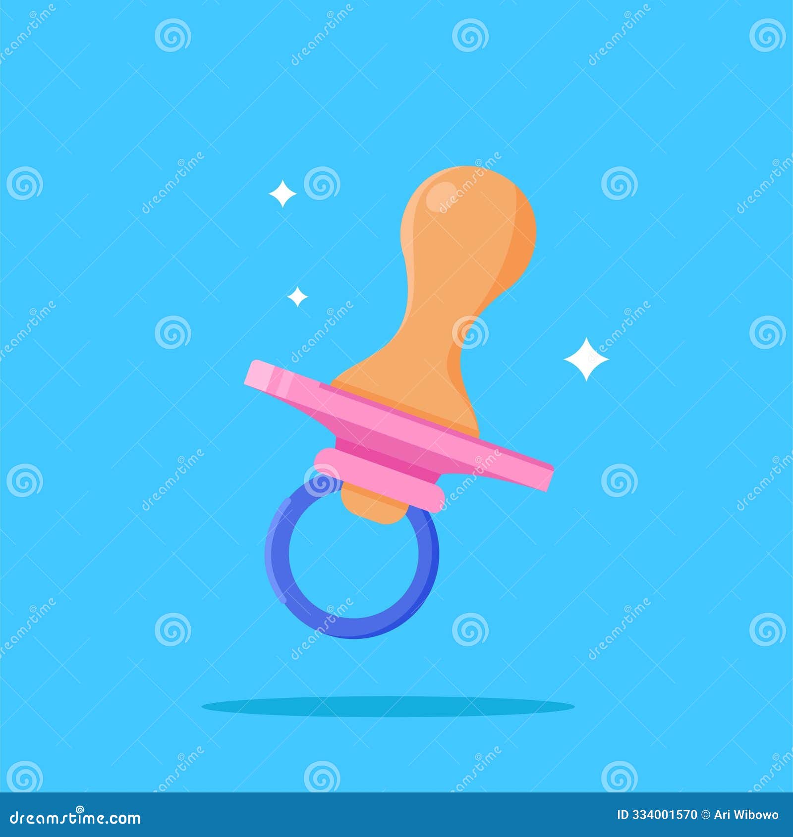 Baby Pacifier Logo with Flat Design Style, Baby Playing Illustration ...
