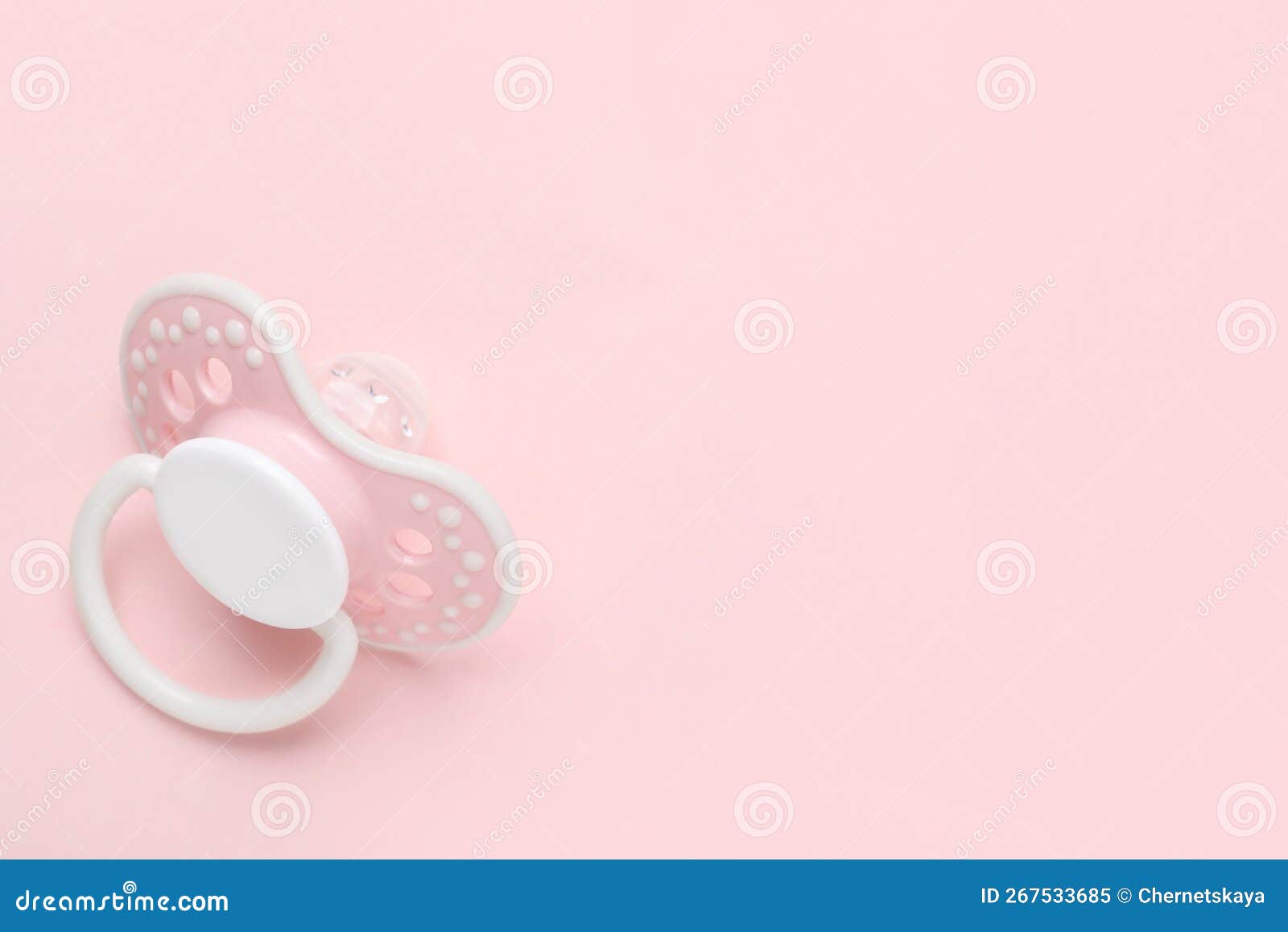 Baby Pacifier on Pink Background. Space for Text Stock Image - Image of ...