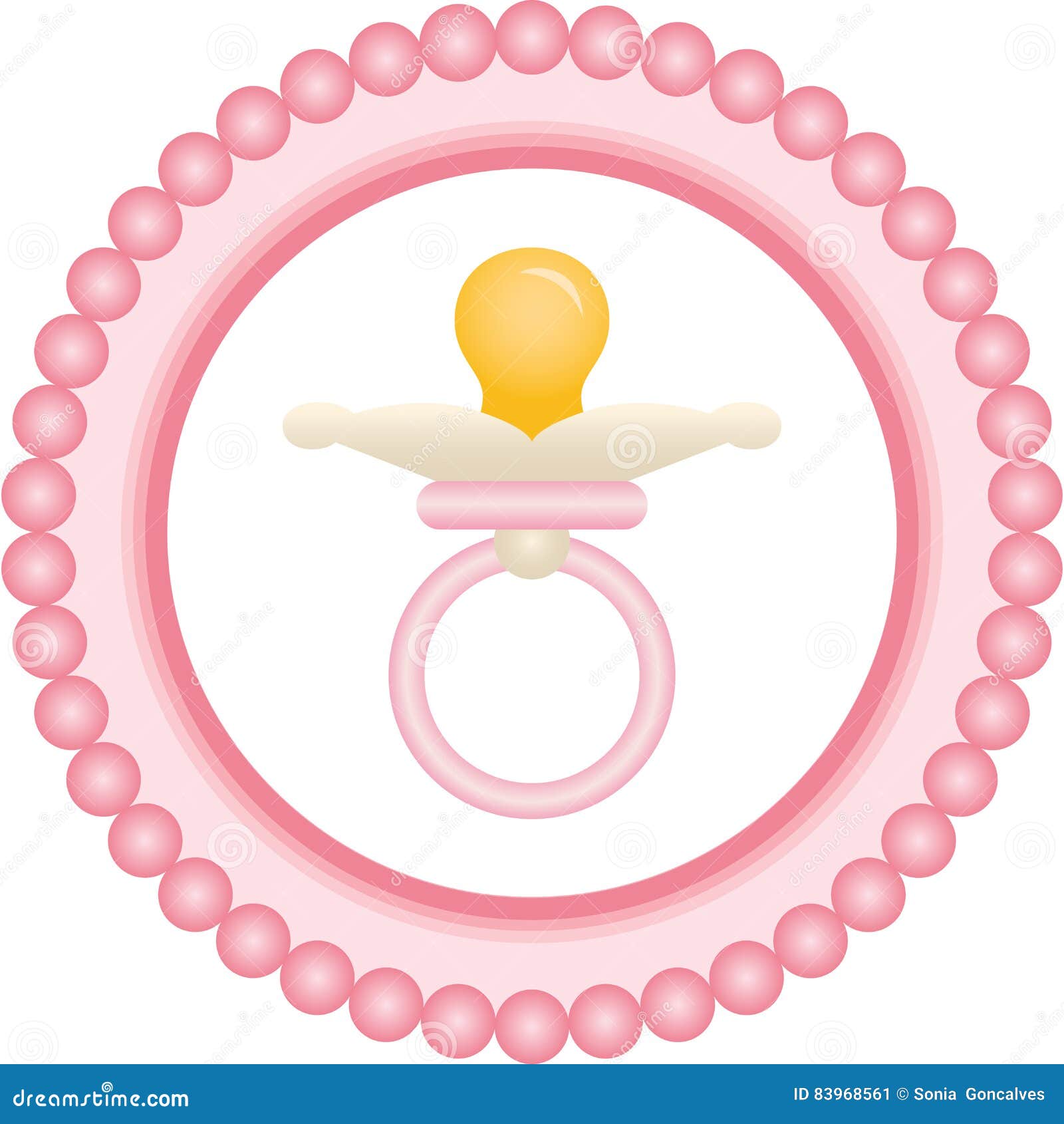 Baby Pacifier Pink Round Label Stock Vector - Illustration of girl ...