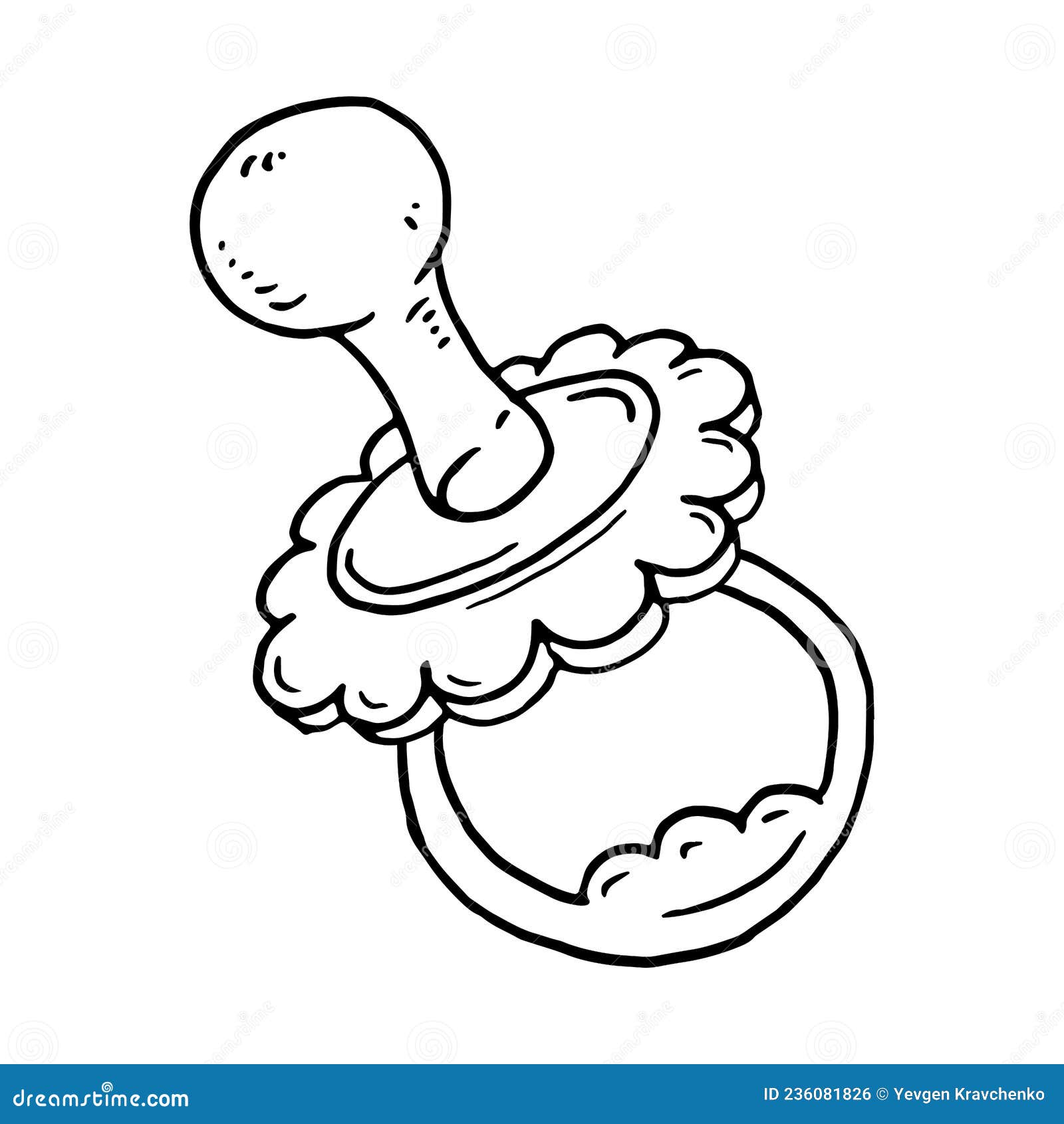 Baby Pacifier. Vector Illustration of a Sketch of a Pacifier for a ...