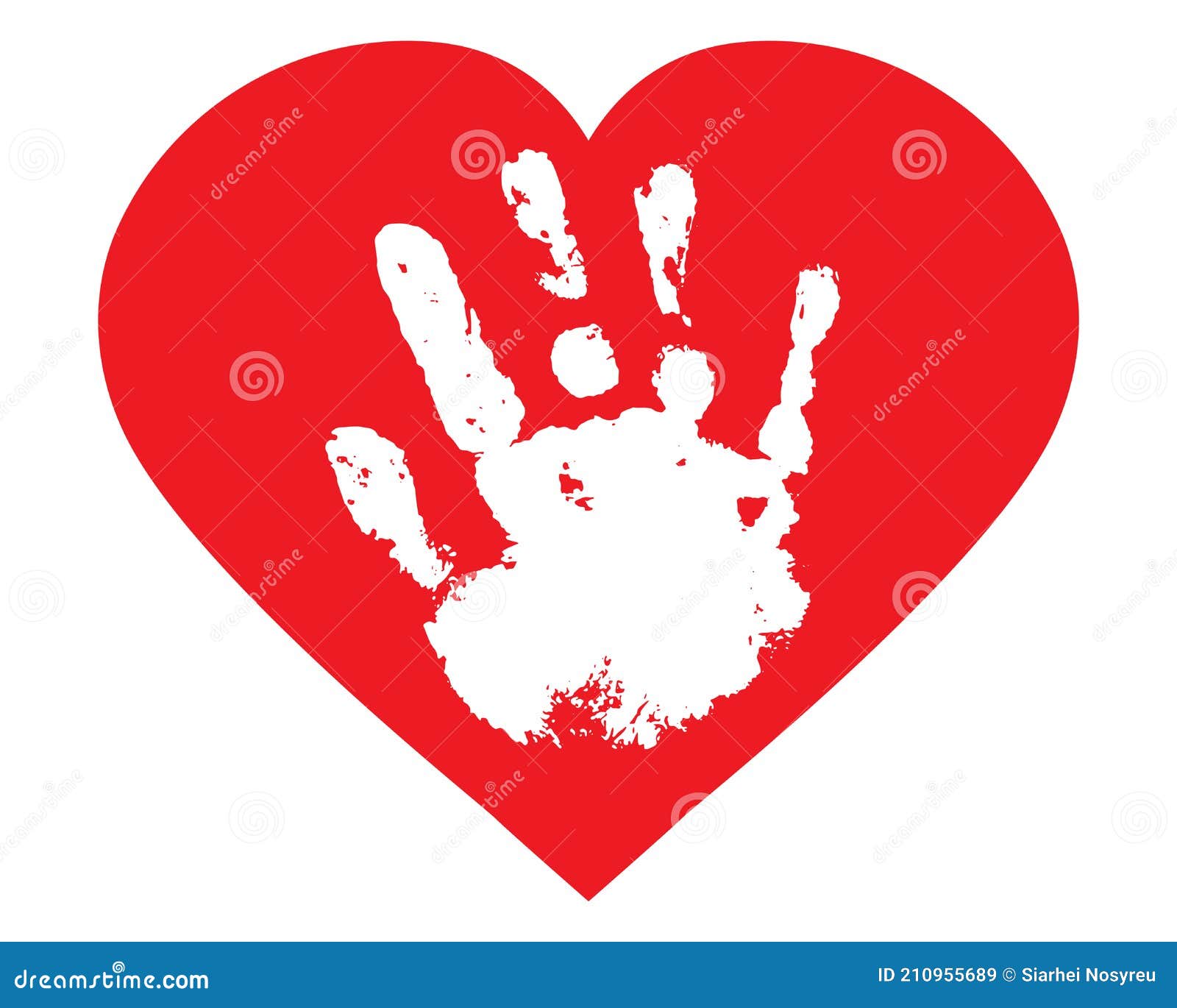 Baby Palm of Hand Inside Heart Shape, Handprint. Vector Illustration ...