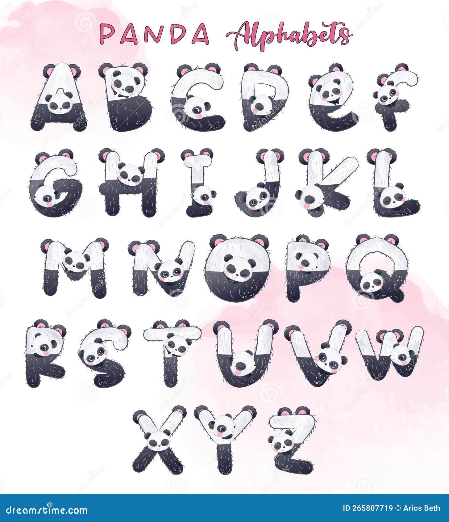 Baby Panda Decorative Letters Stock Illustration - Illustration of ...