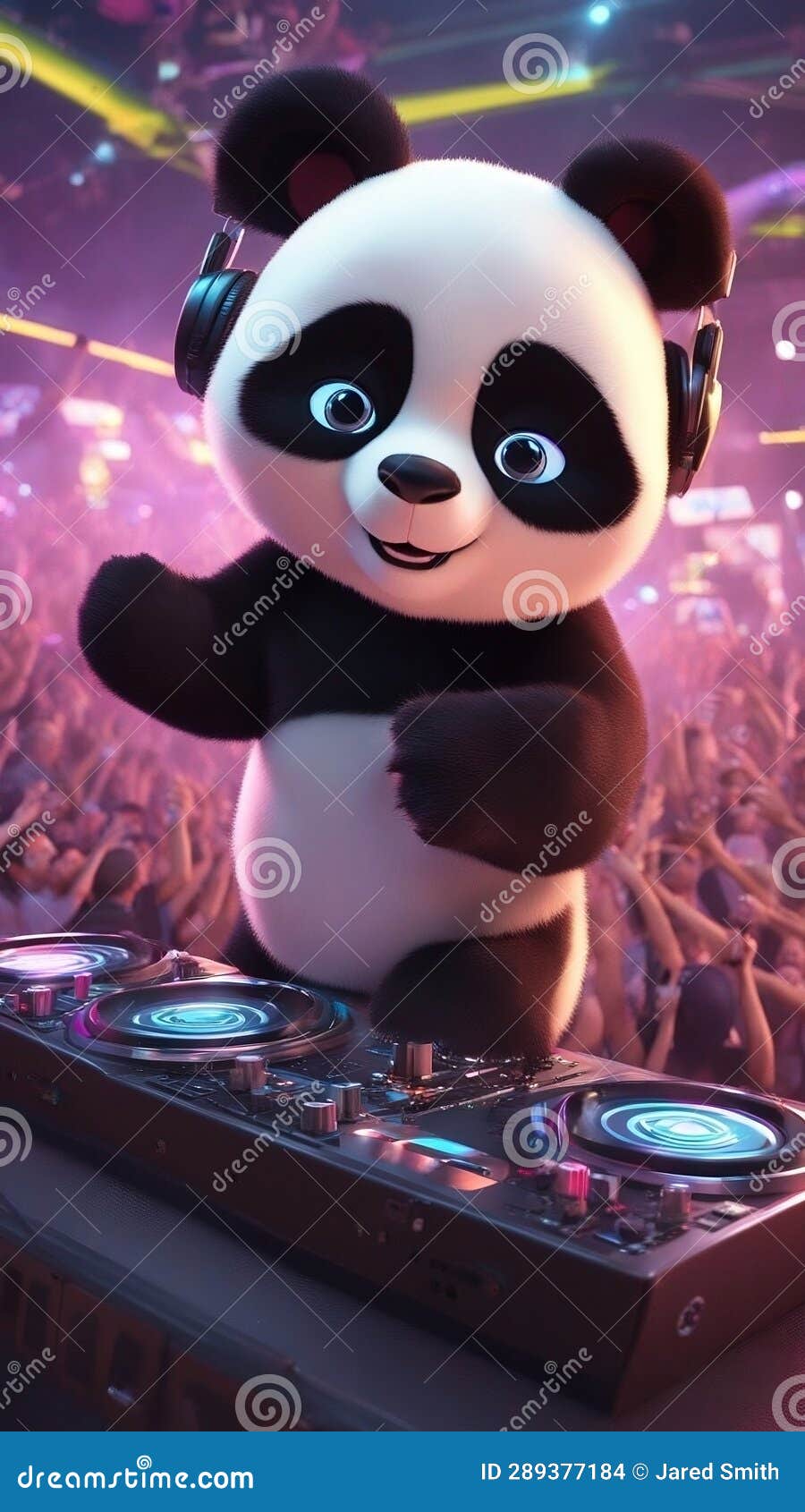 Baby Panda Dj at Work, Laying Down the Beats at the Club Ai Created ...