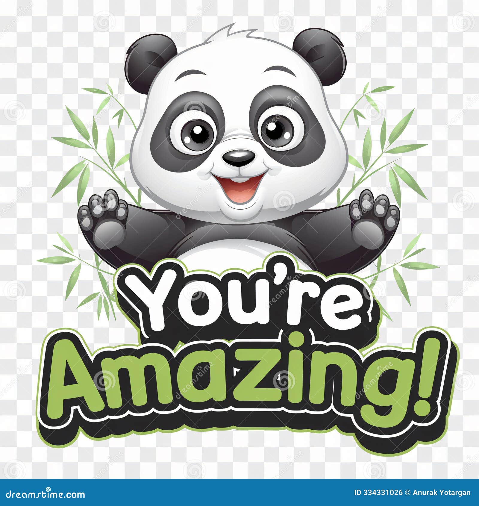 Baby Panda Having Fun with Bamboo, Cartoon Stock Illustration ...