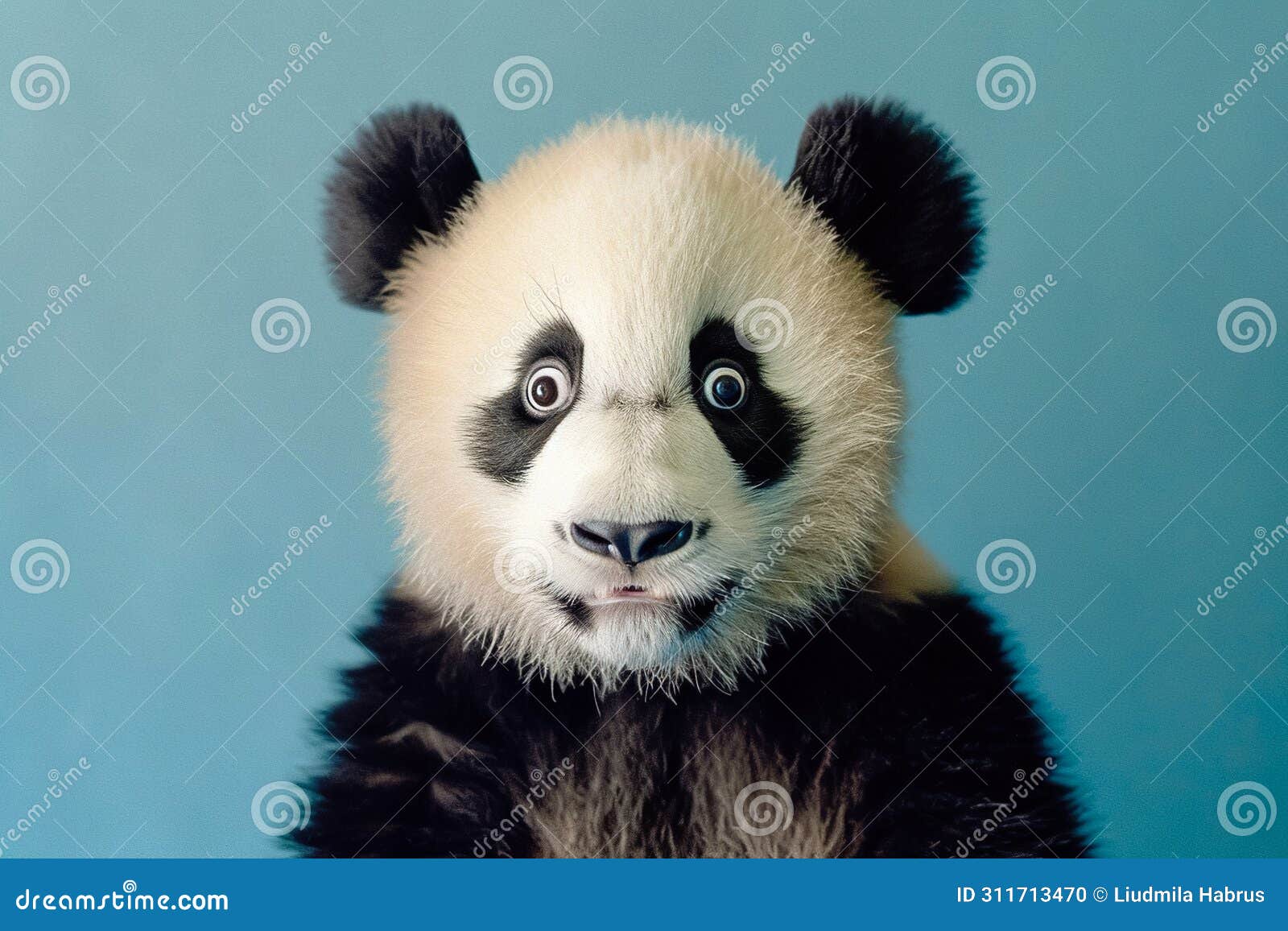 A Baby Panda with a Surprised Expression on Its Face Stock Photo ...