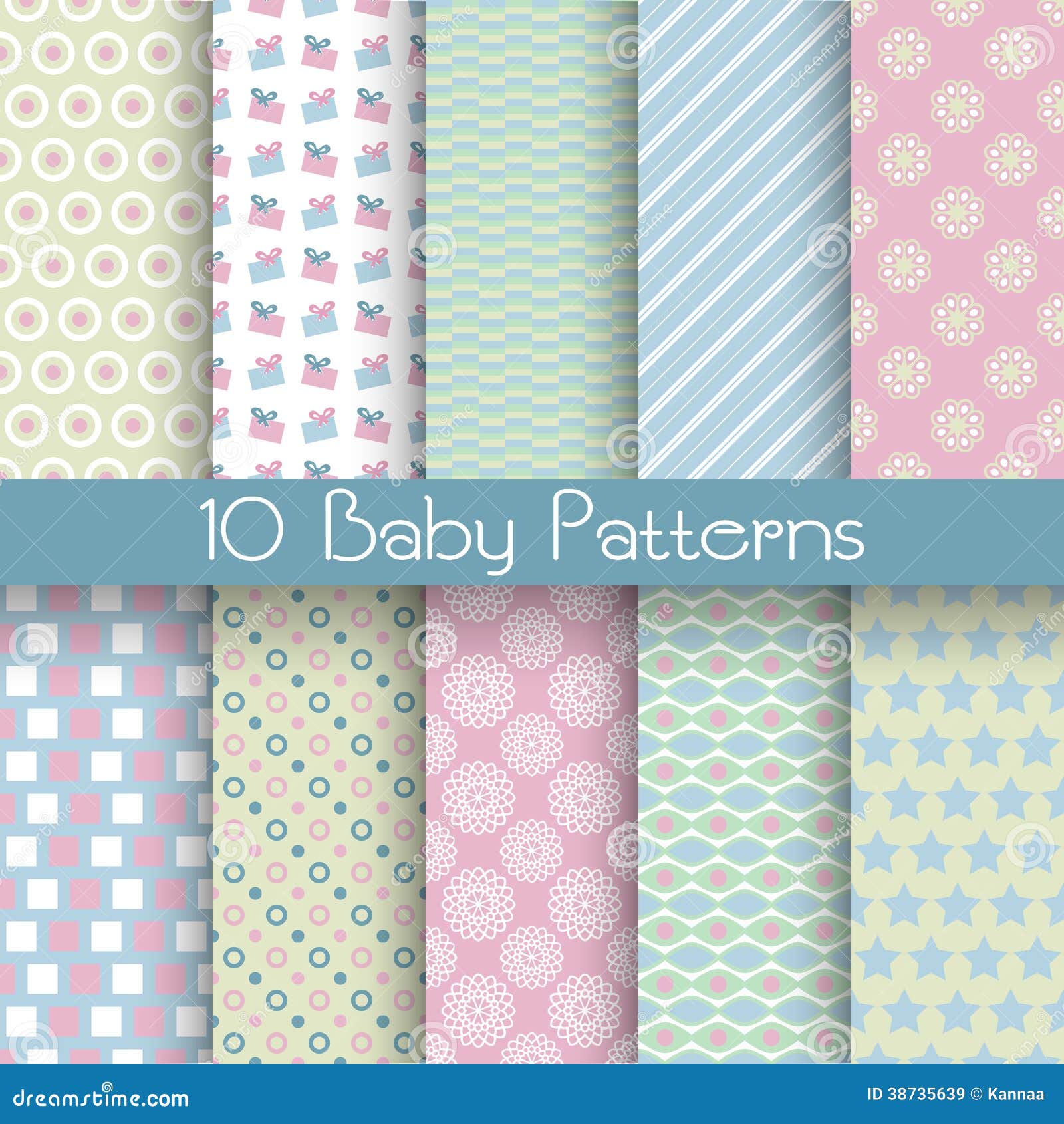 Baby Pastel Different Vector Seamless Patterns (tiling) Royalty Free ...