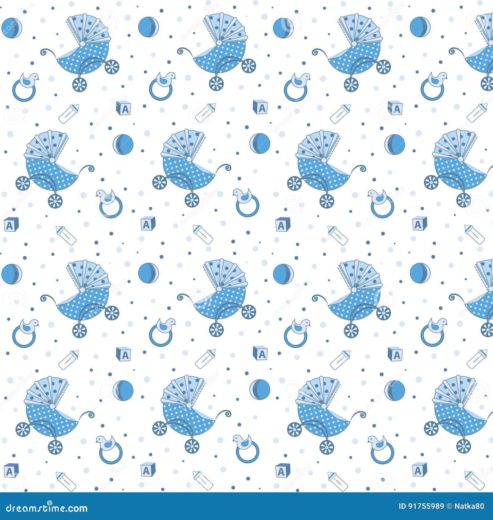 Baby pattern blue stock vector. Illustration of bottle - 91755989