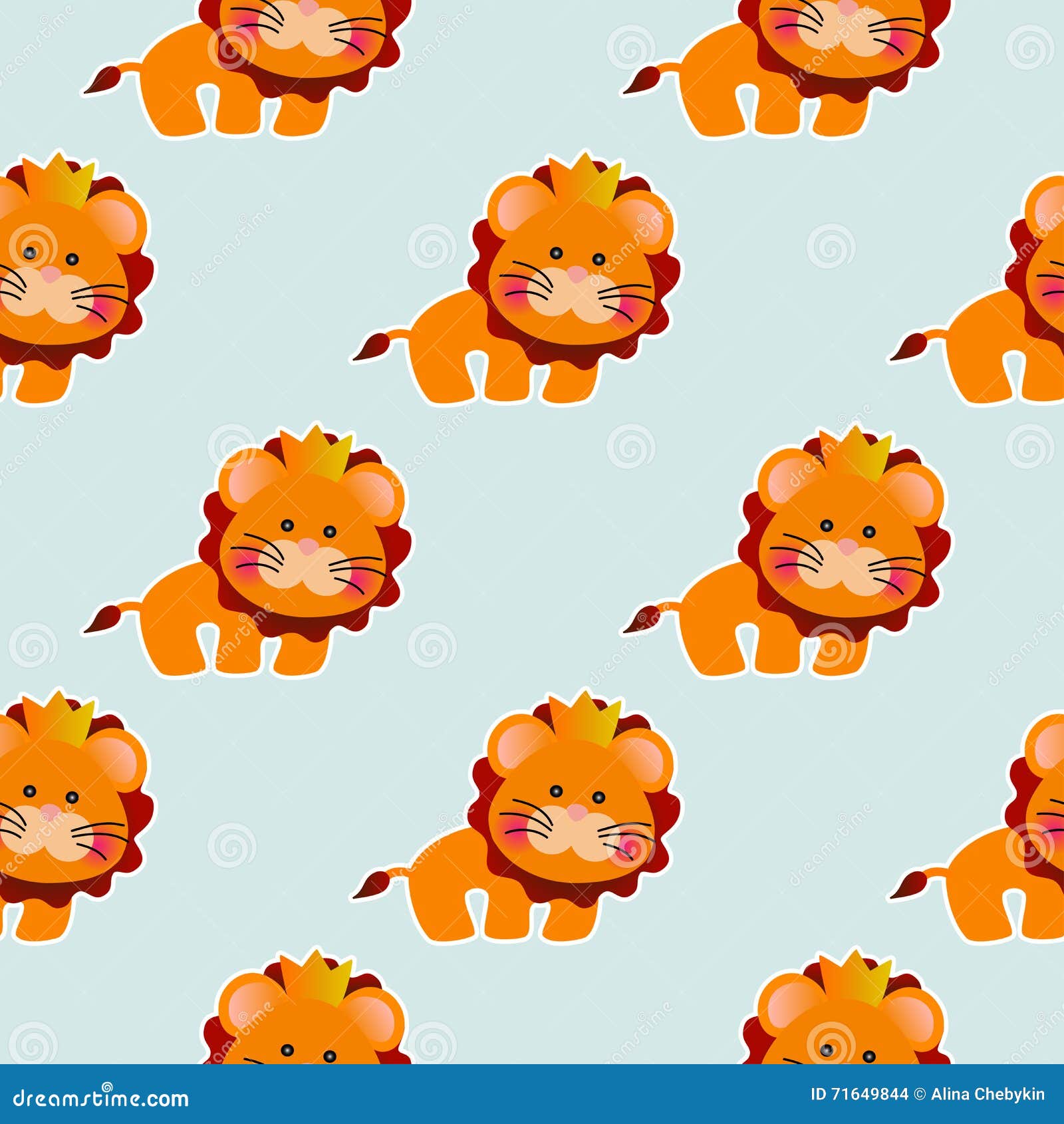 Baby Pattern with a Cute Little Lion Stock Vector - Illustration of ...