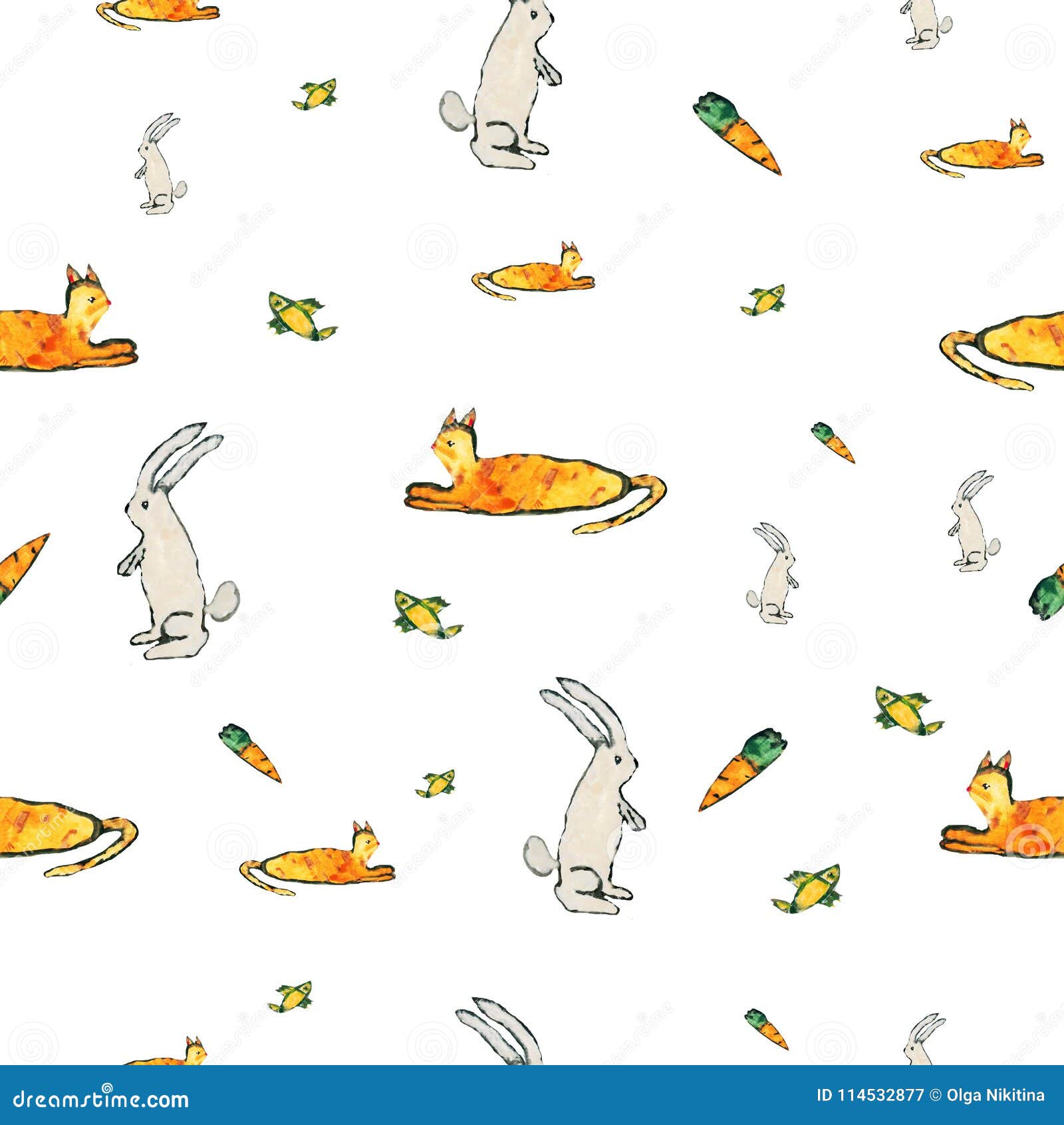 Baby Pattern Rabbits and Cats Stock Illustration - Illustration of ...