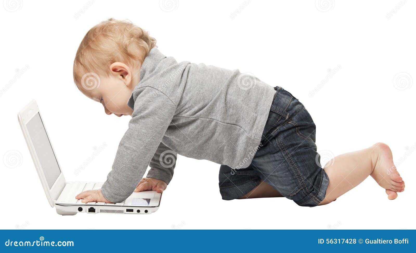 Baby with pc stock photo. Image of young, baby, childhood - 56317428