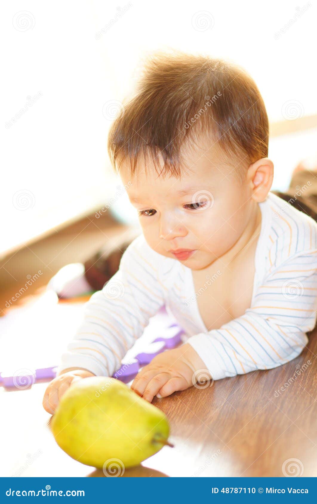 Baby and pear stock photo. Image of green, skin, toddler - 48787110