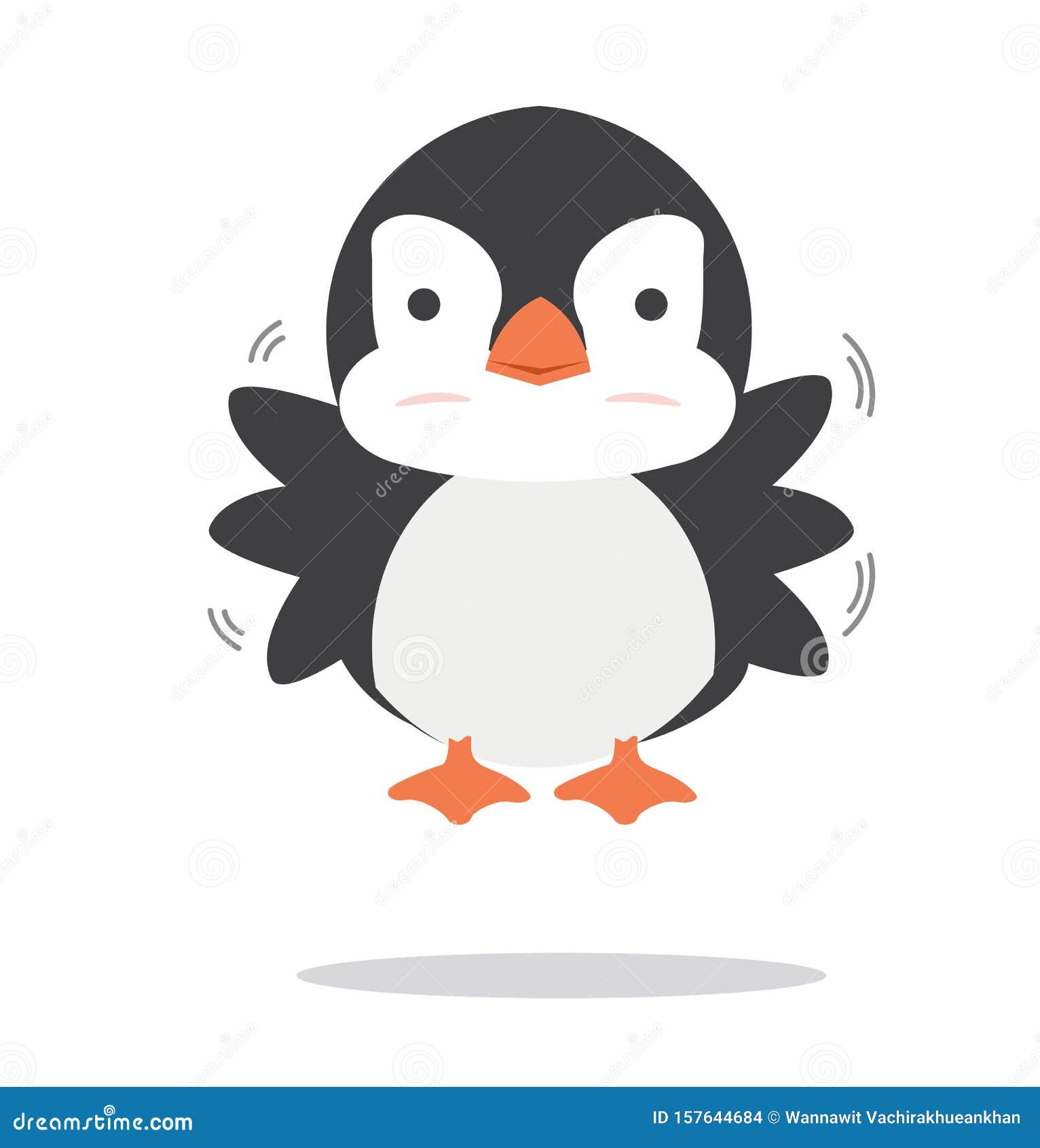 Baby Penguin Fat Flying Vector Illustration Stock Vector - Illustration ...