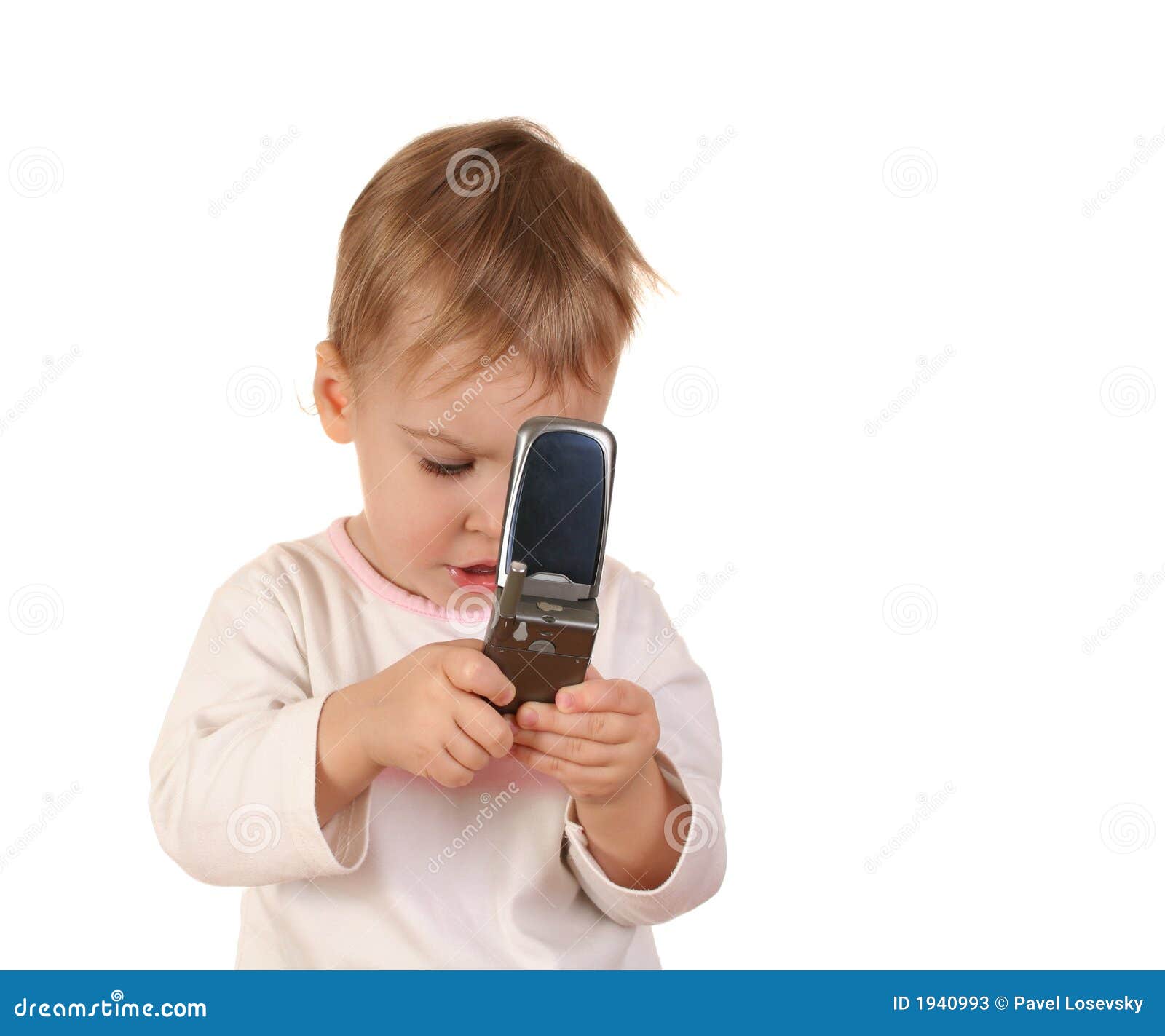 Baby with phone stock image. Image of girl, phone, open - 1940993
