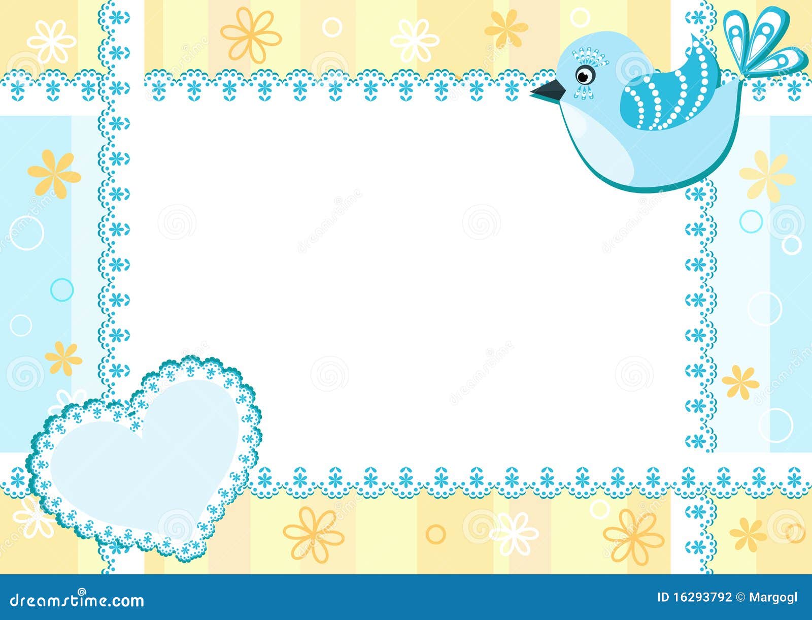 Baby Photo Frame with Bird. Stock Vector - Illustration of flower, care ...