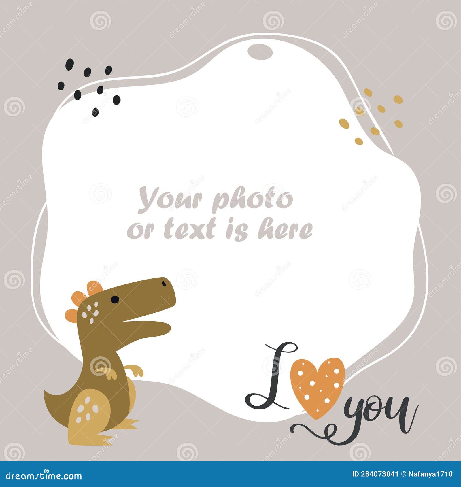 Baby Photo Frame, Invitation Template with T-rex Stock Vector ...