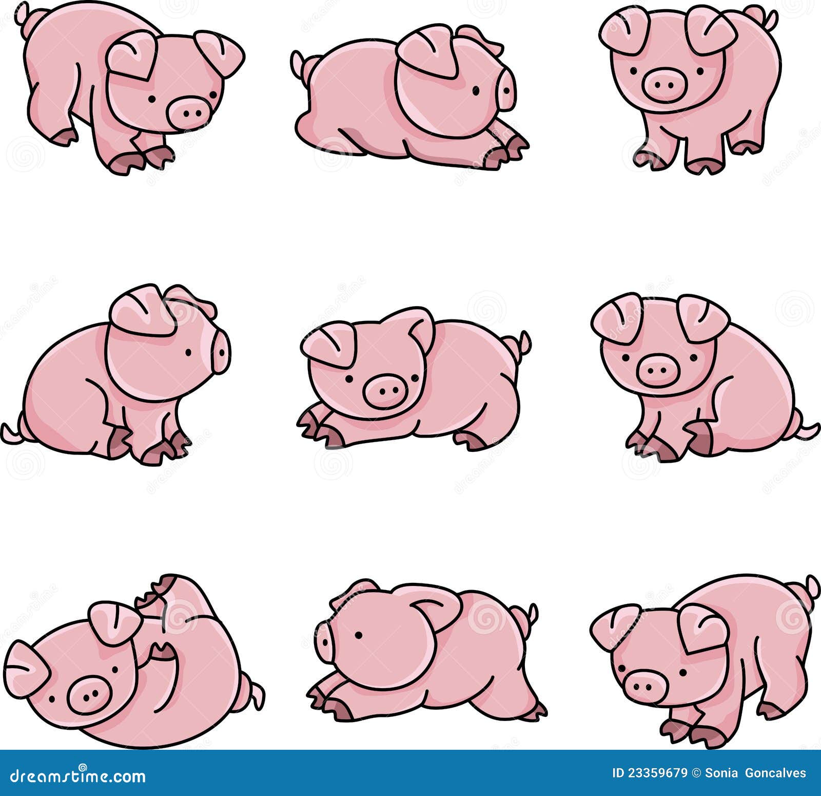 Two Baby Pigs On Background Cartoon Vector | CartoonDealer.com #22417901