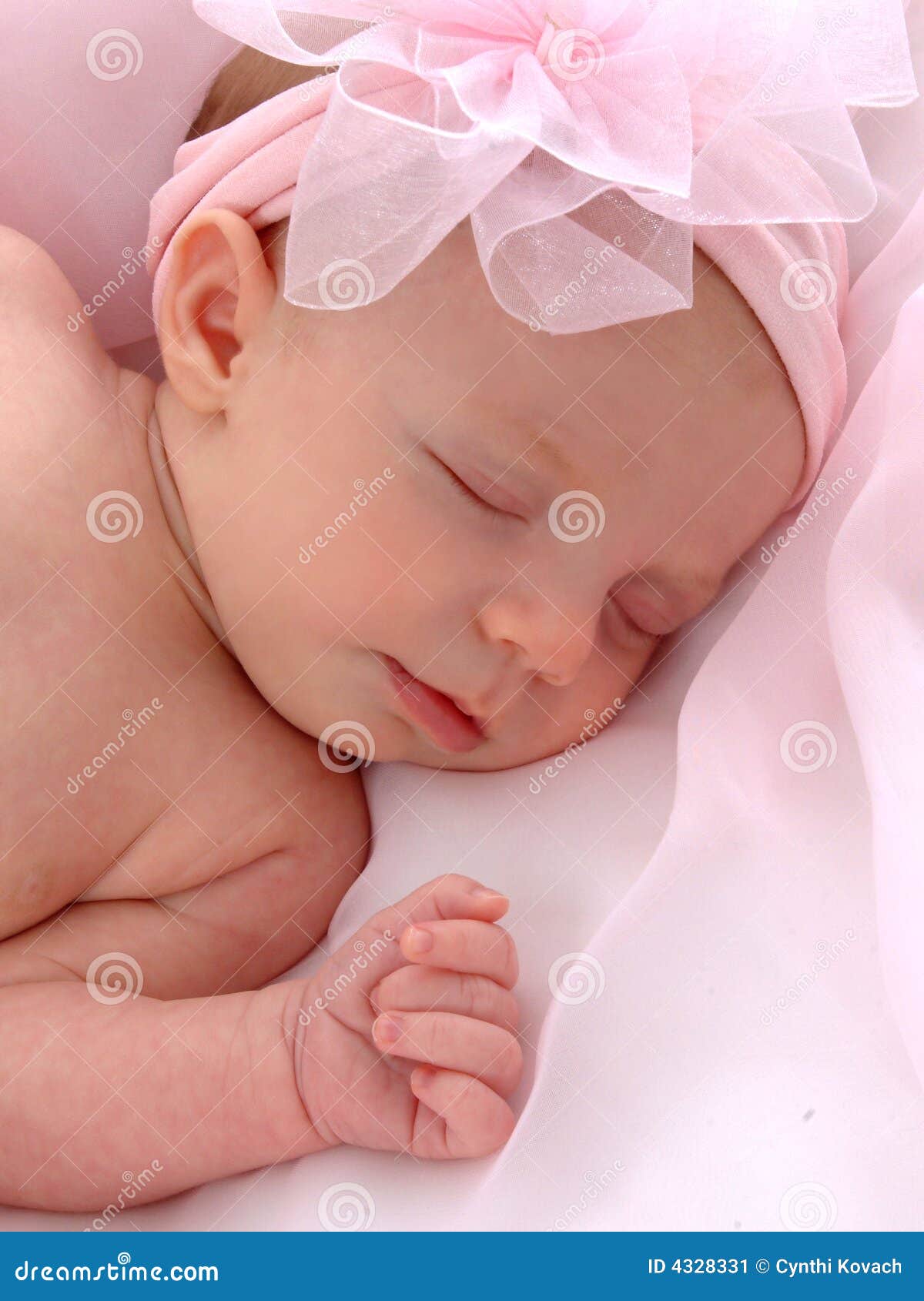 Baby with Pink Bow stock image. Image of newborn, comfortable - 4328331