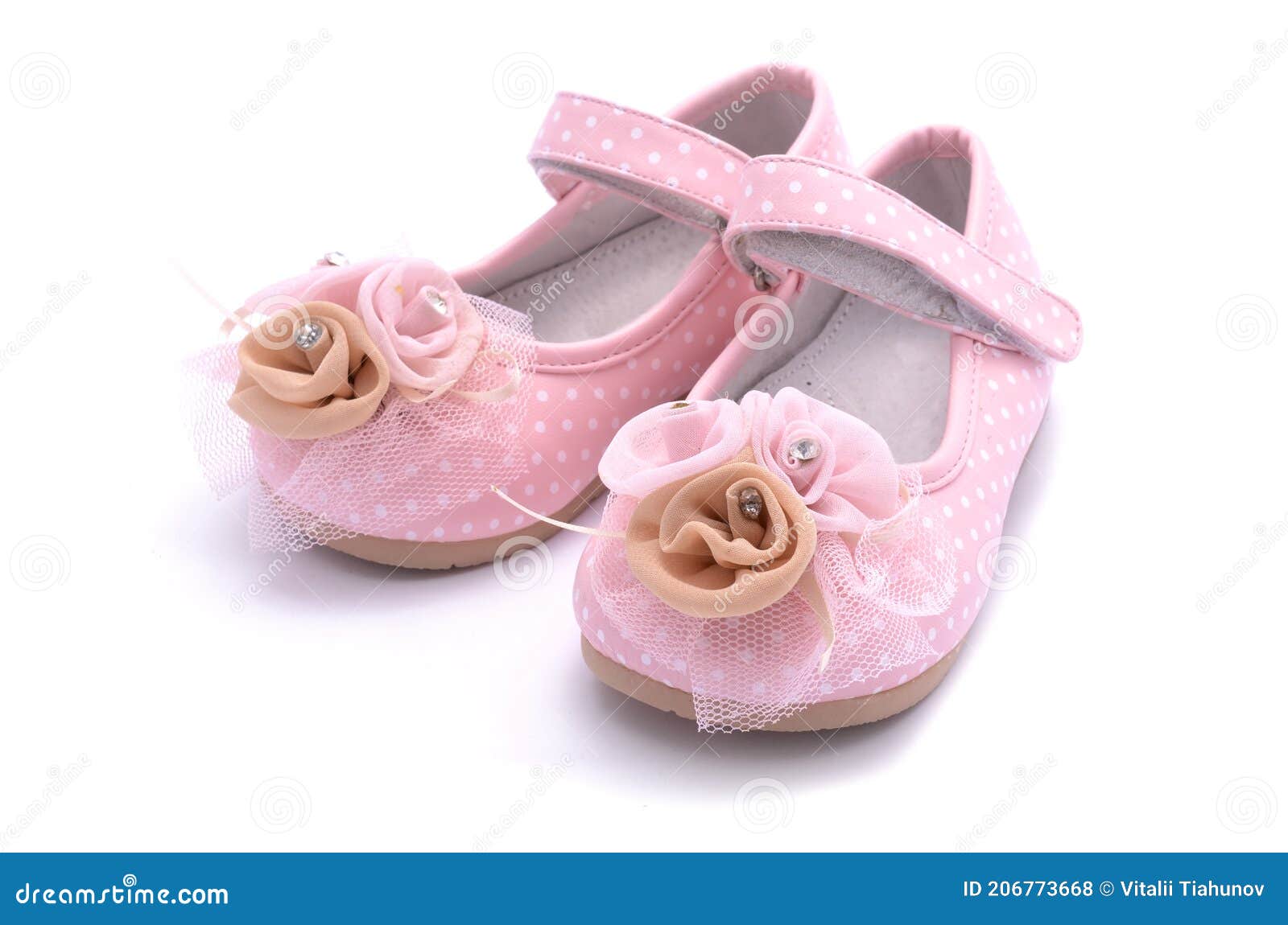 Baby Pink Shoes Isolated on White Stock Photo - Image of rhinestone ...