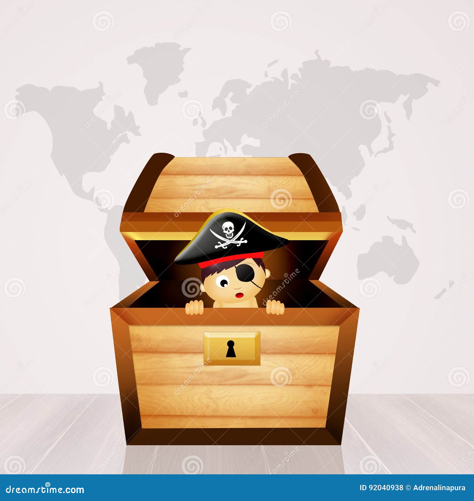 Baby Pirate in Treasure Chest Stock Illustration - Illustration of ...