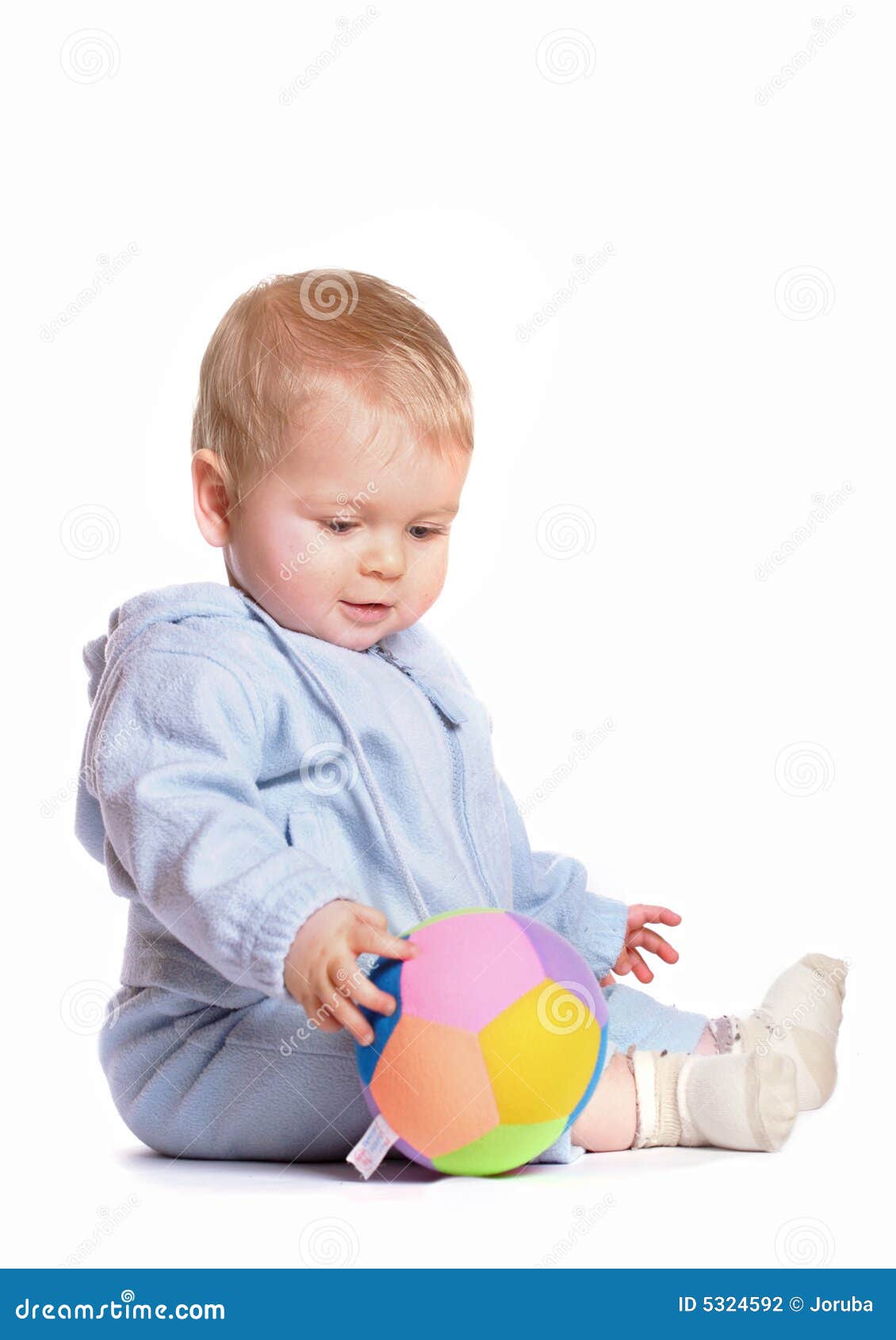 Baby play with ball stock photo. Image of interest, blue - 5324592