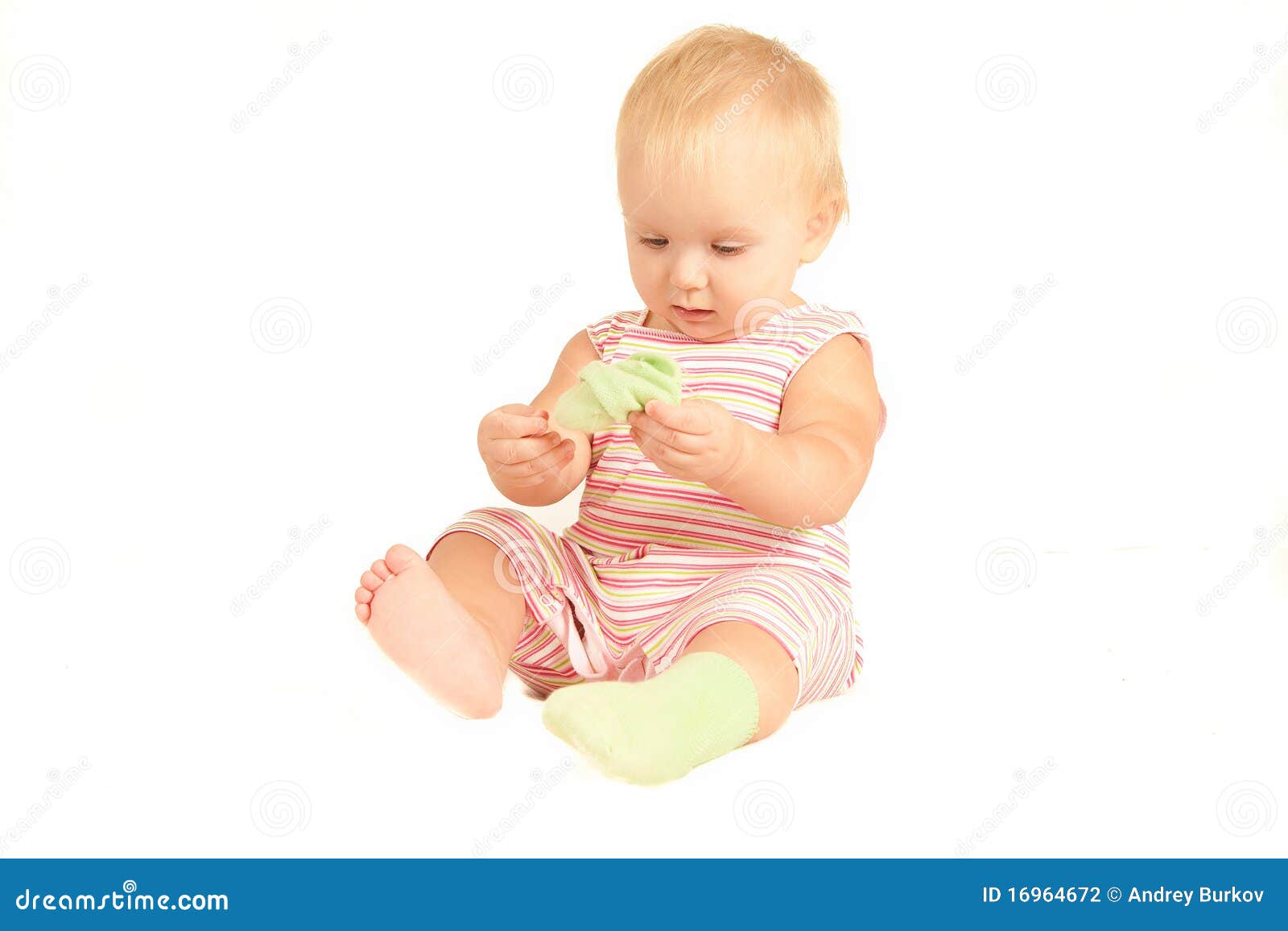 Baby play with own socks stock photo. Image of beautiful - 16964672