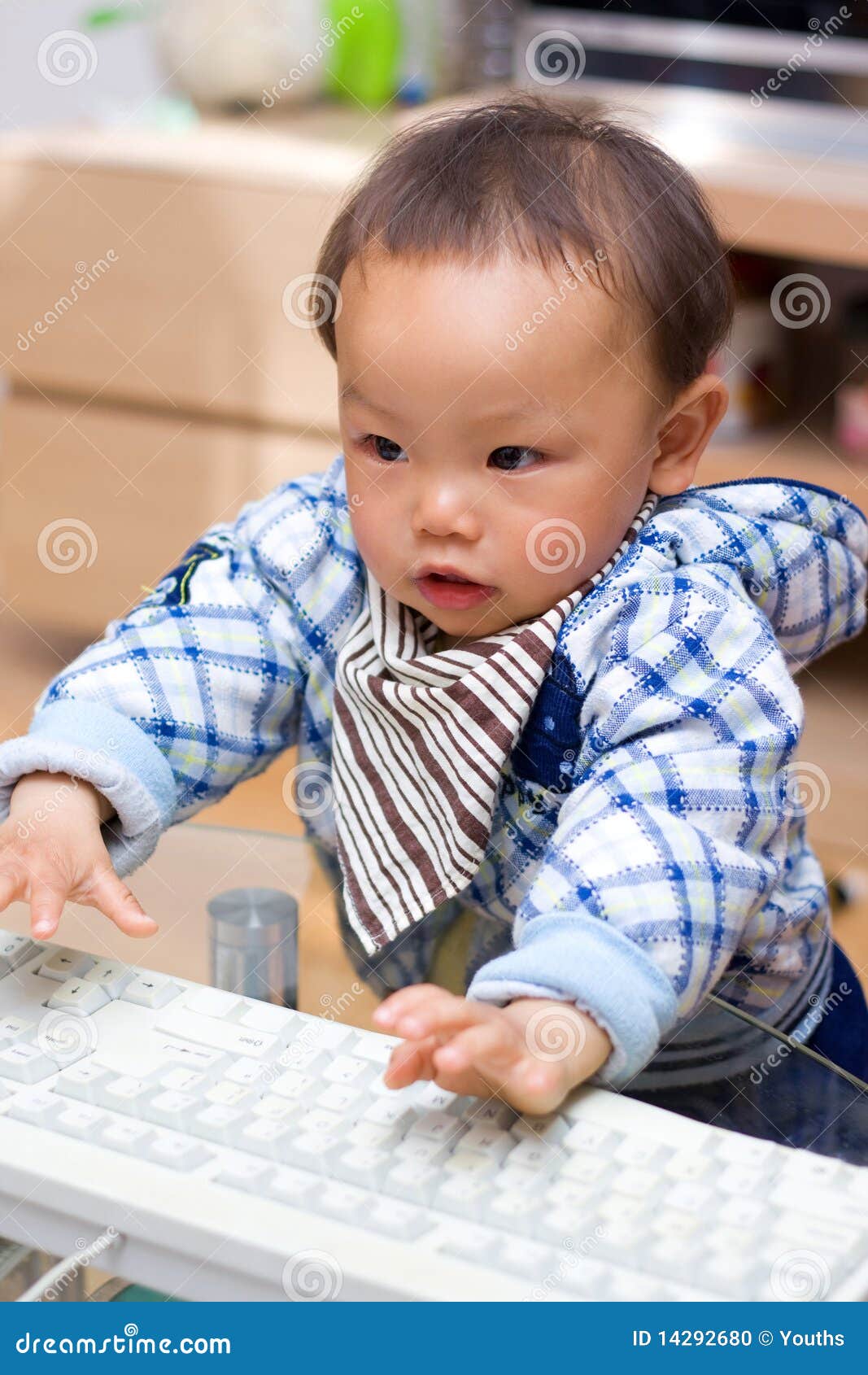 Baby play PC Keyboard stock photo. Image of fingers, computer - 14292680