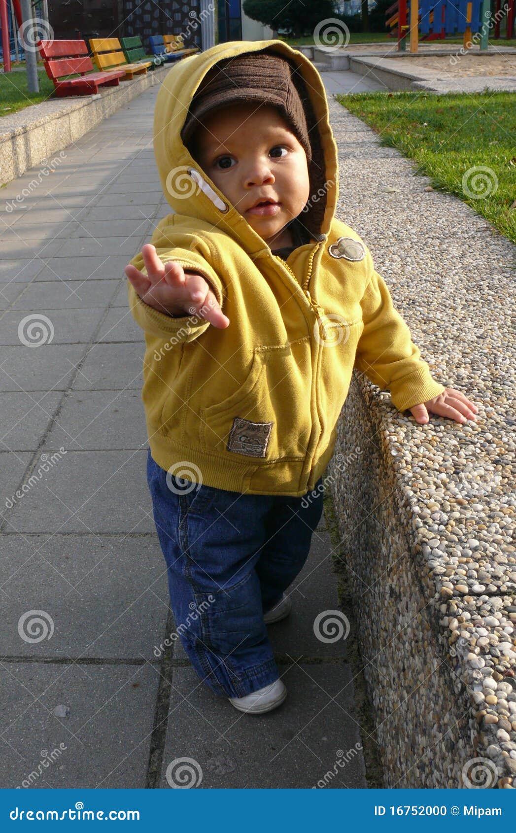 Baby on Playground Standing Stock Photo - Image of pretty, stand: 16752000